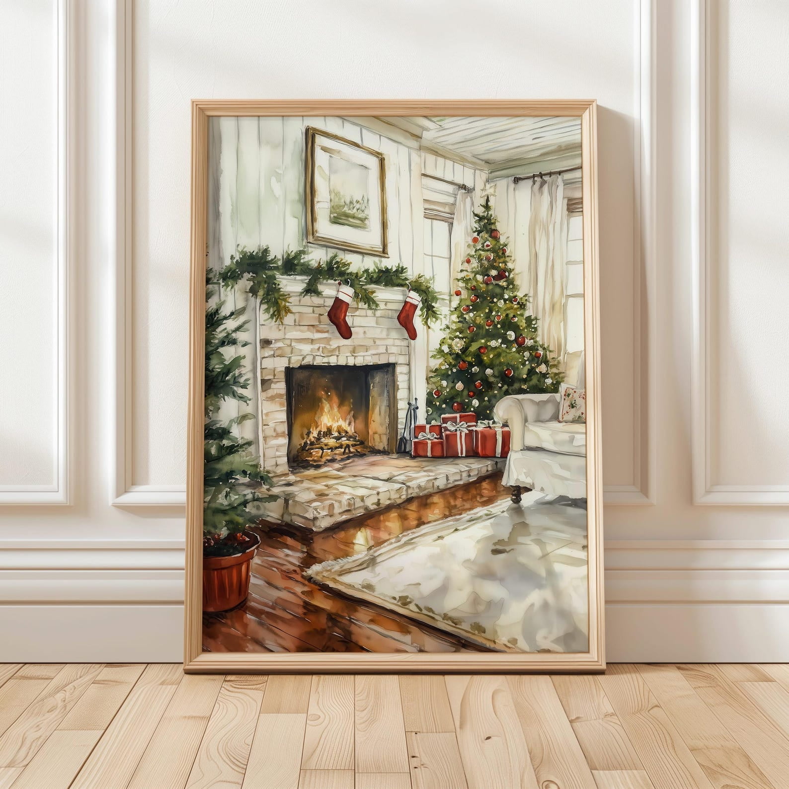 Cozy Christmas Fireplace Art Print Holiday Home Decor Christmas cozy-christmas-fireplace-art-print-holiday-home-decor-christmas