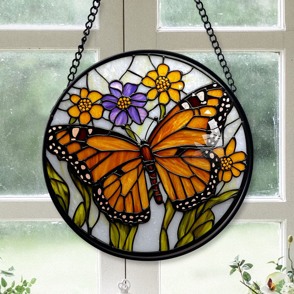 Cozy Christmas Gift - Monarch Butterfly Christmas Stained Glass Hanging ...
