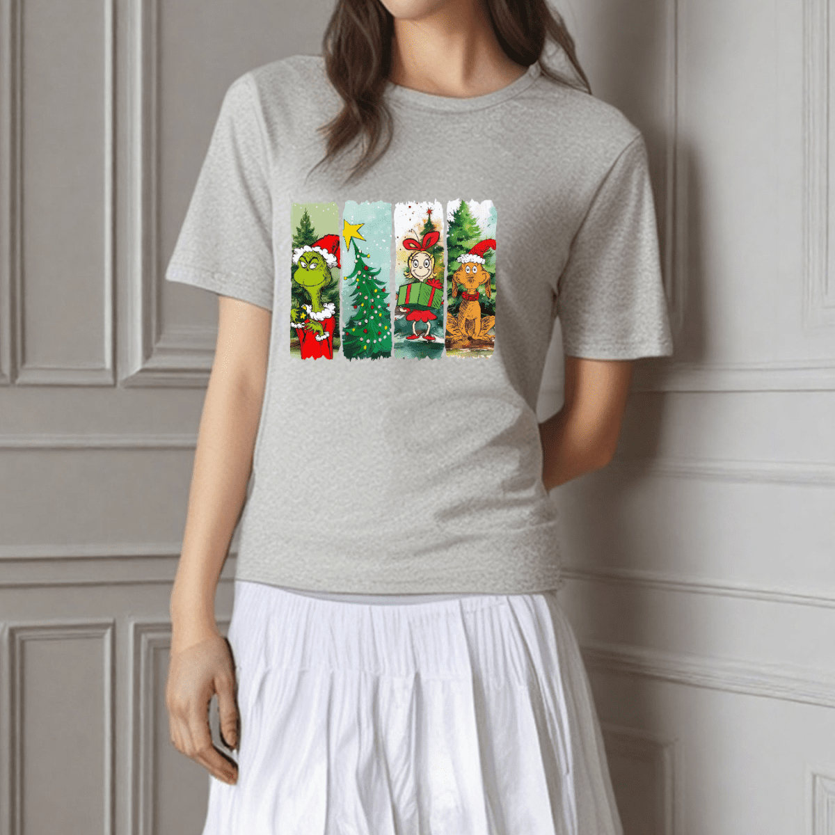 Cozy Christmas Graphic Tees for Women, Cartoon animation Print design ...