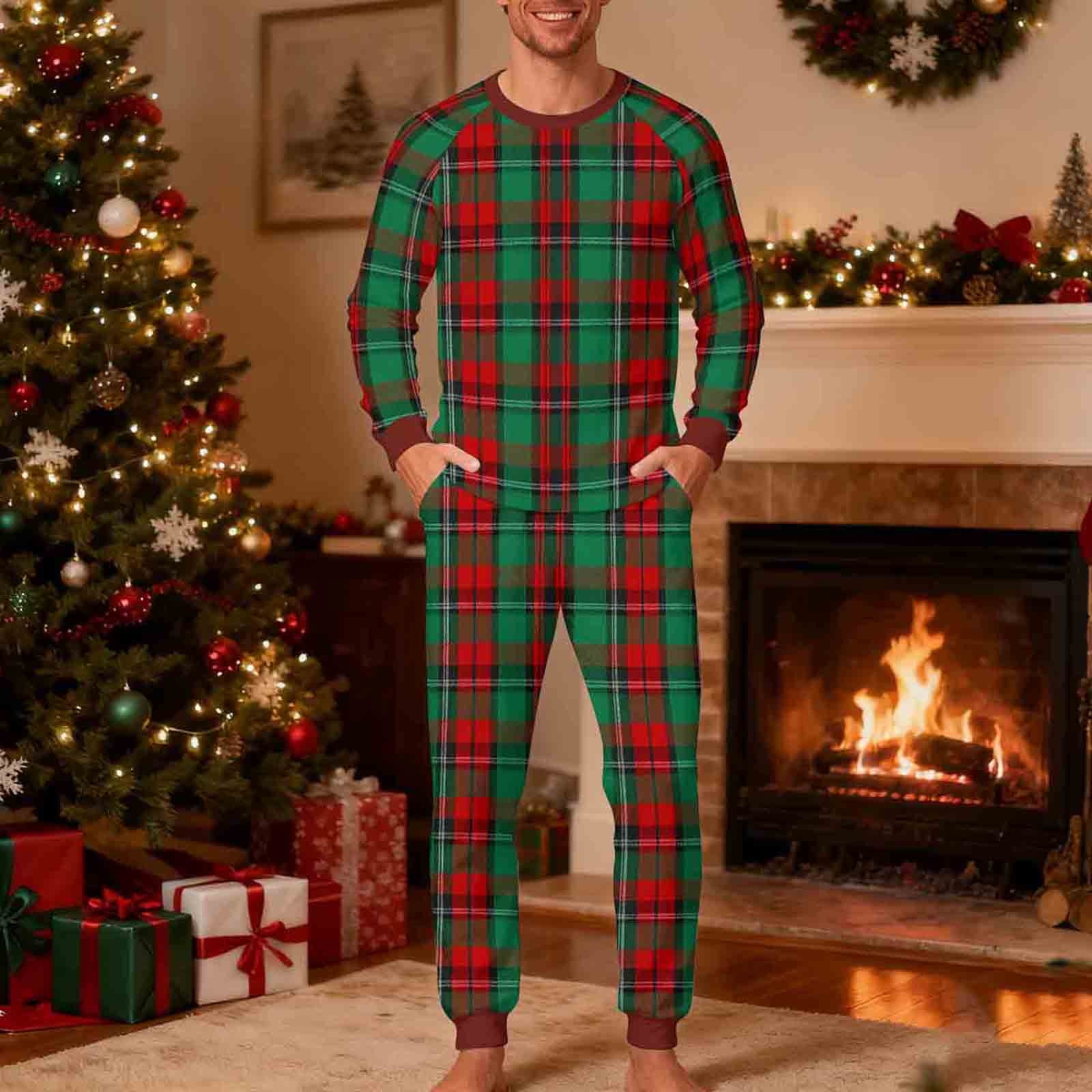 Cozy Christmas Pajamas Set for Men - Festive Plaid Print Family ...