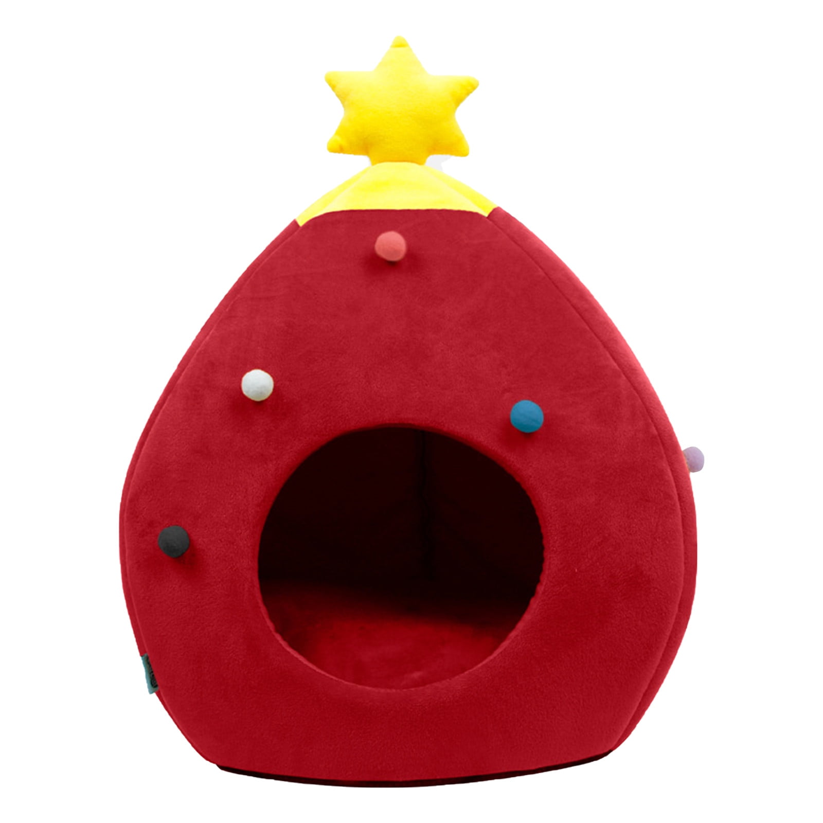 Cozy Christmas Tree Pet Bed for Cats and Small Dogs Soft Plush Holiday ...