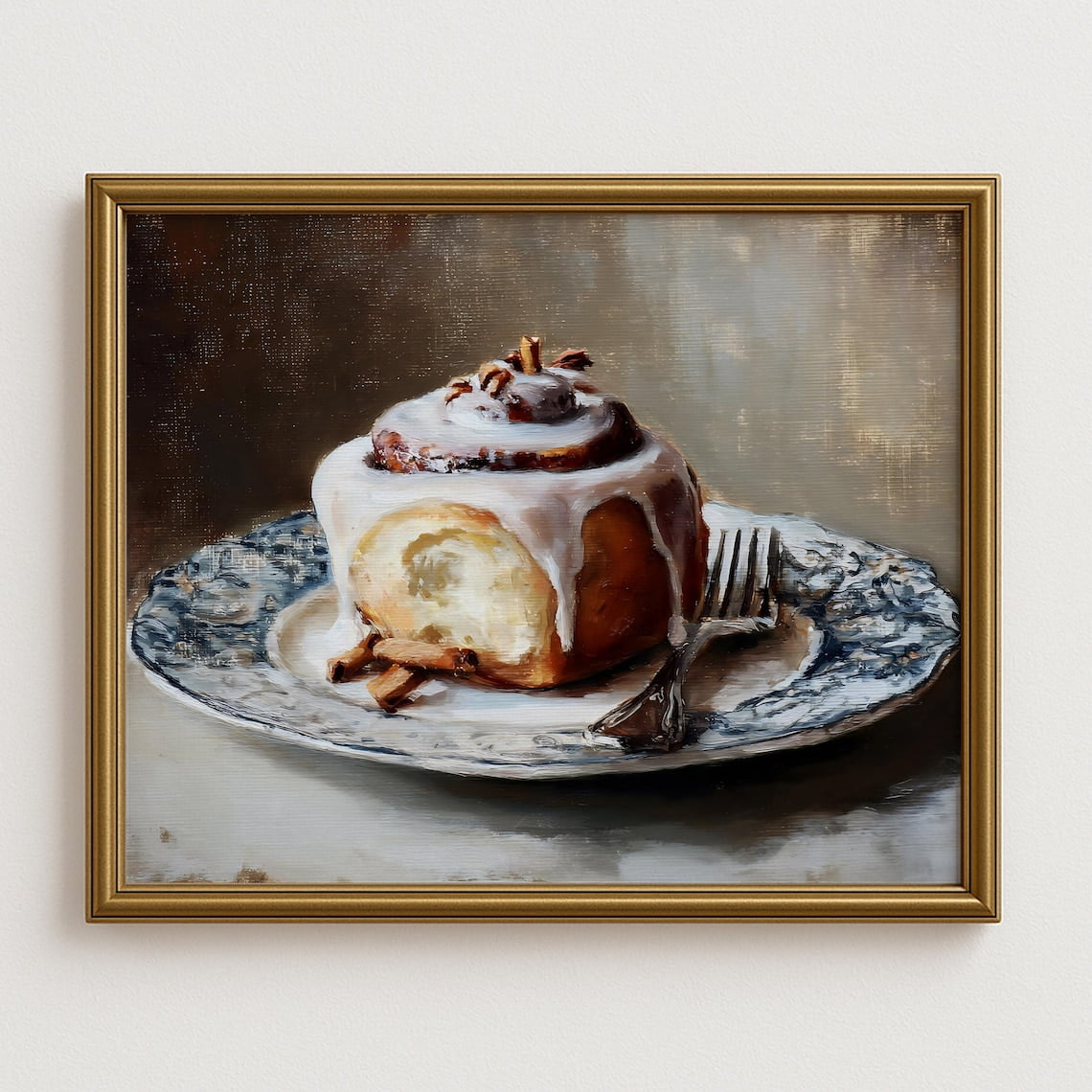 Cozy Cinnamon Roll Wall Art Print, Rustic Bakery Kitchen Dã©Cor With ...