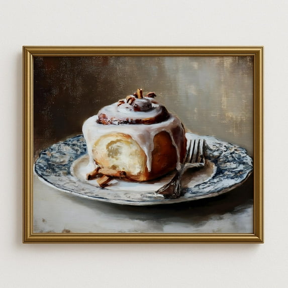 Cozy Cinnamon Roll Wall Art Print, Rustic Bakery Kitchen Dã©Cor With ...
