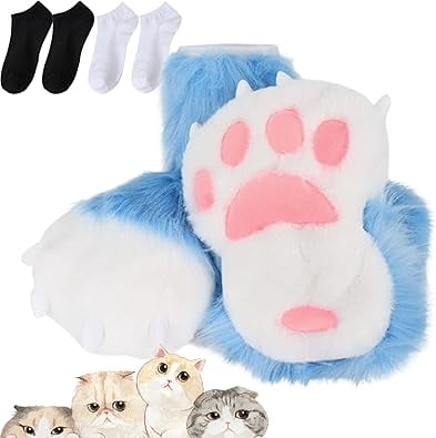 Cozy Claw Slippers Cat, Fursuit-Kig Cozy Claw Slippers Plush Slip-On ...