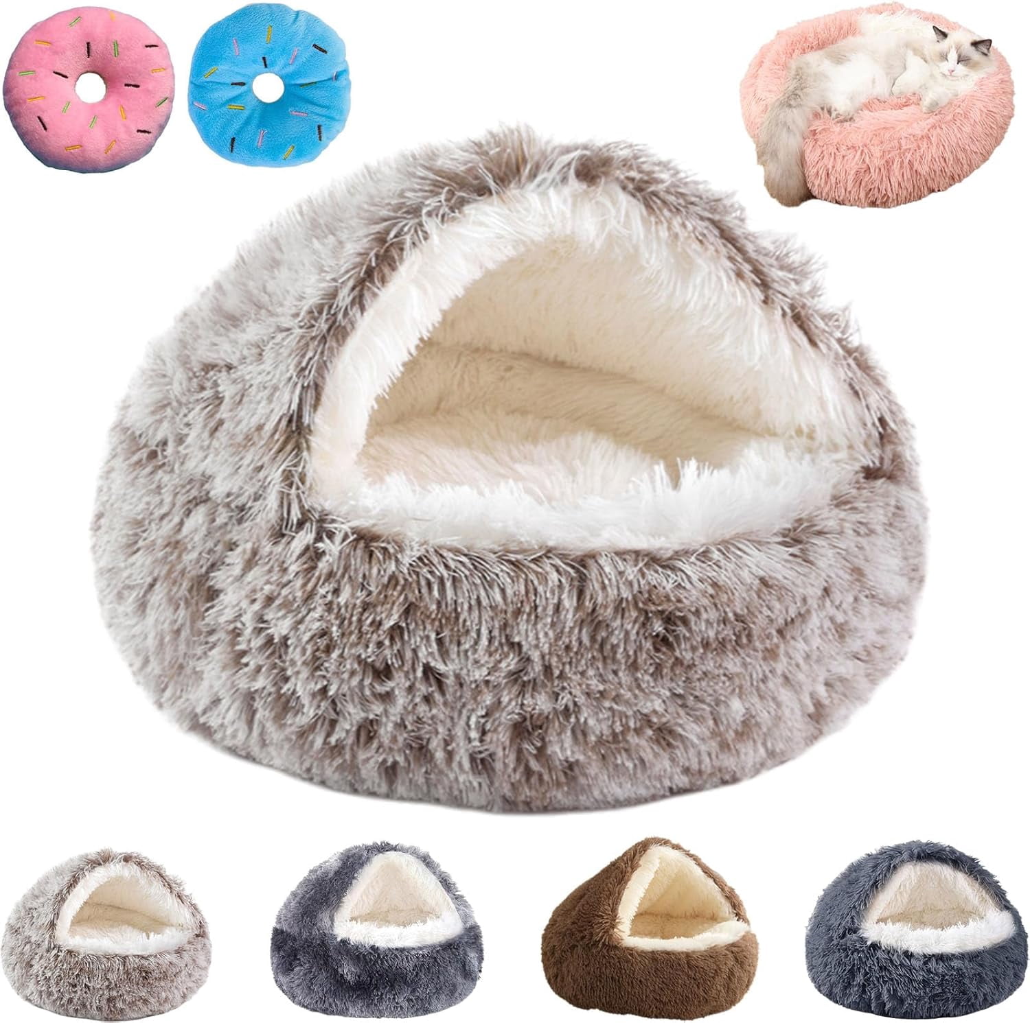 Cozy Cocoon Dog Bed, 2-in-1 Winter Warm Summer Cool Semi-Enclosed Pet ...