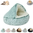 Cozy Cocoon Dog Bed, Plush Cave-Style Pet Bed with Hooded Cover, Cozy ...