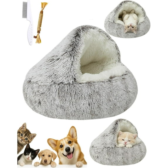Cozy Cocoon Pet Bed for Dogs, Plush Cat and Dog Bed with Anti-Slip ...