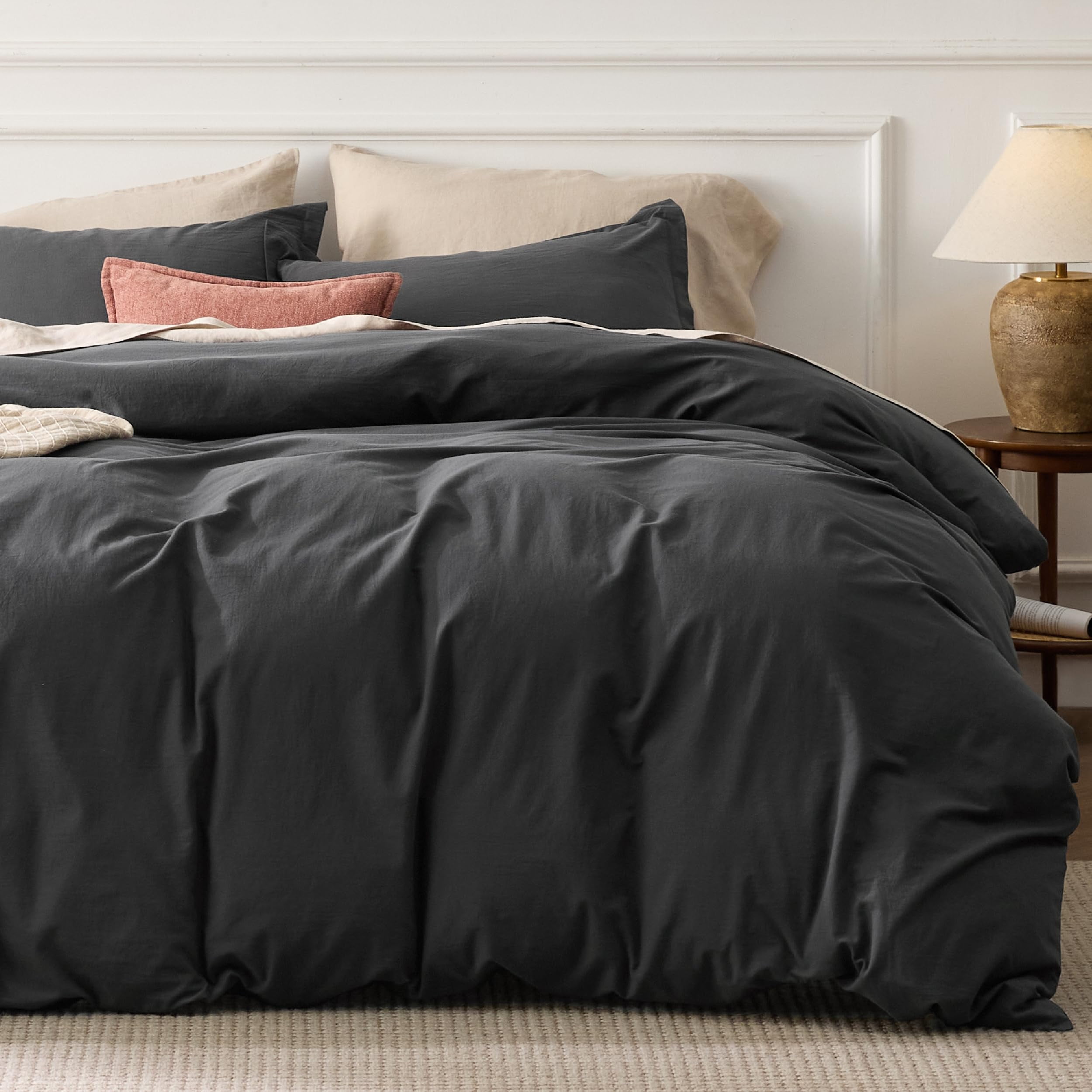 Cozy Comfort 100% Stone Washed Cotton Duvet Cover Twin - Charcoal ...