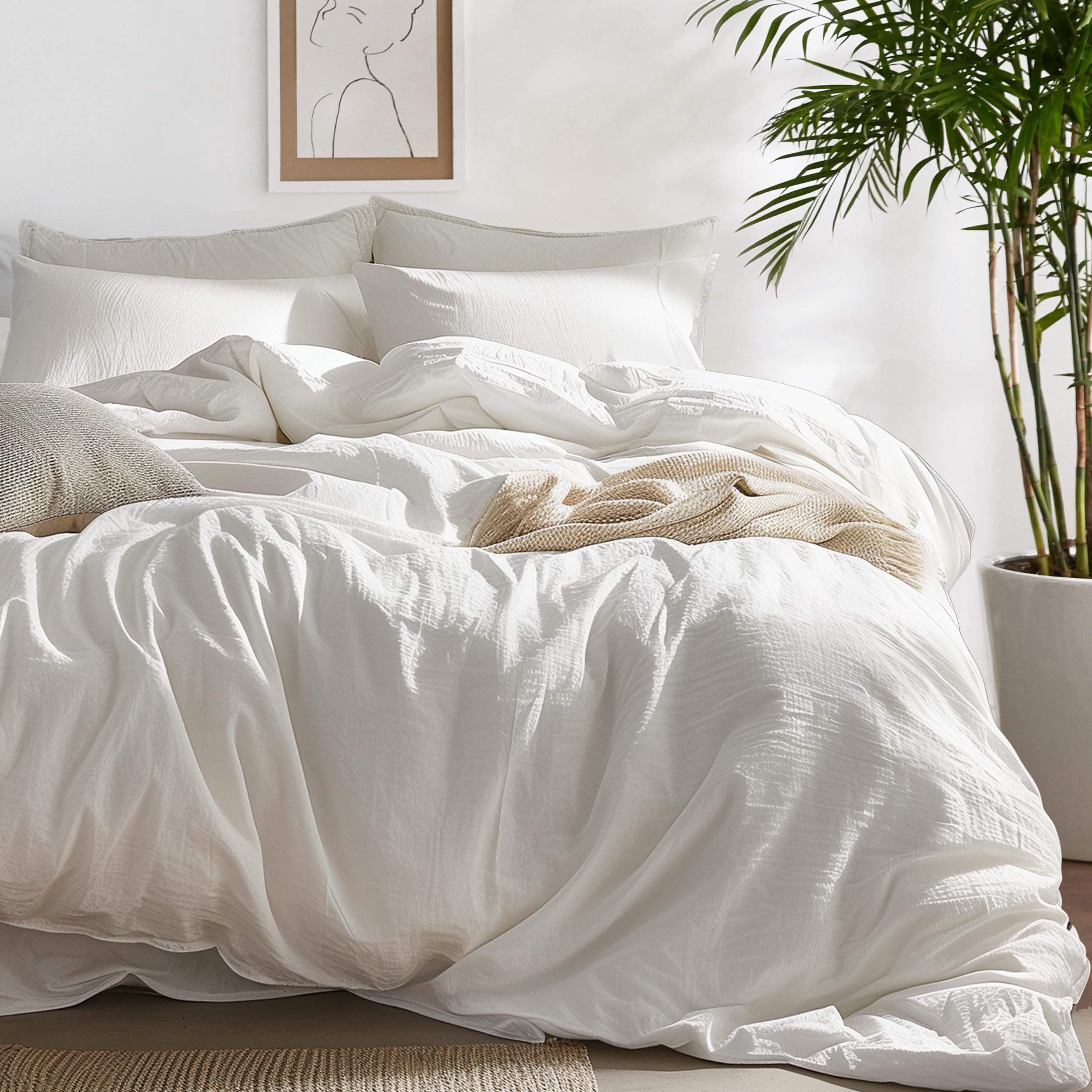 Cozy Comfort 100% Washed Cotton Duvet Cover Twin - Bright White ...