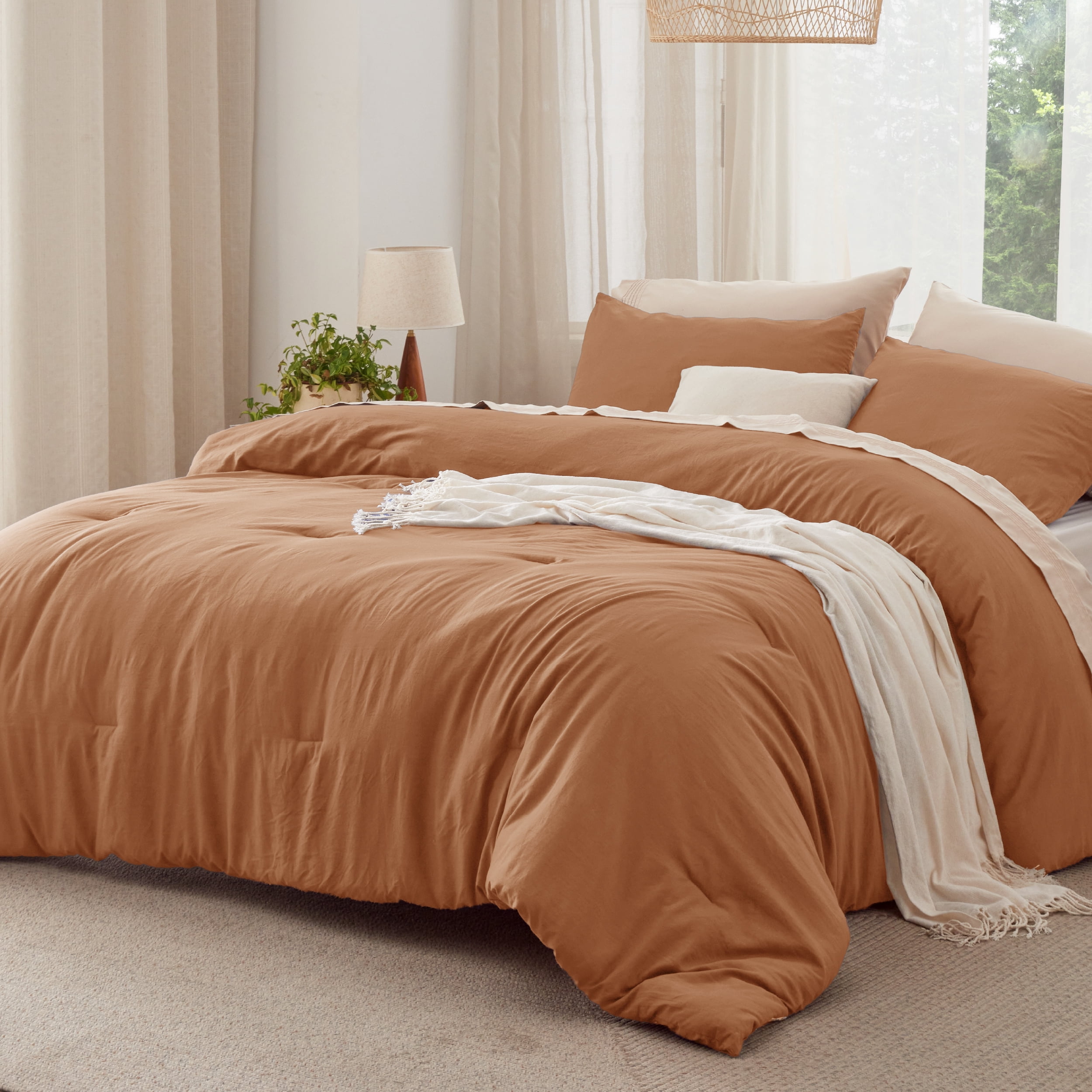 Cozy Comfort 3 Pieces Full Comforter Bedding Set, Caramel Comforter Set ...