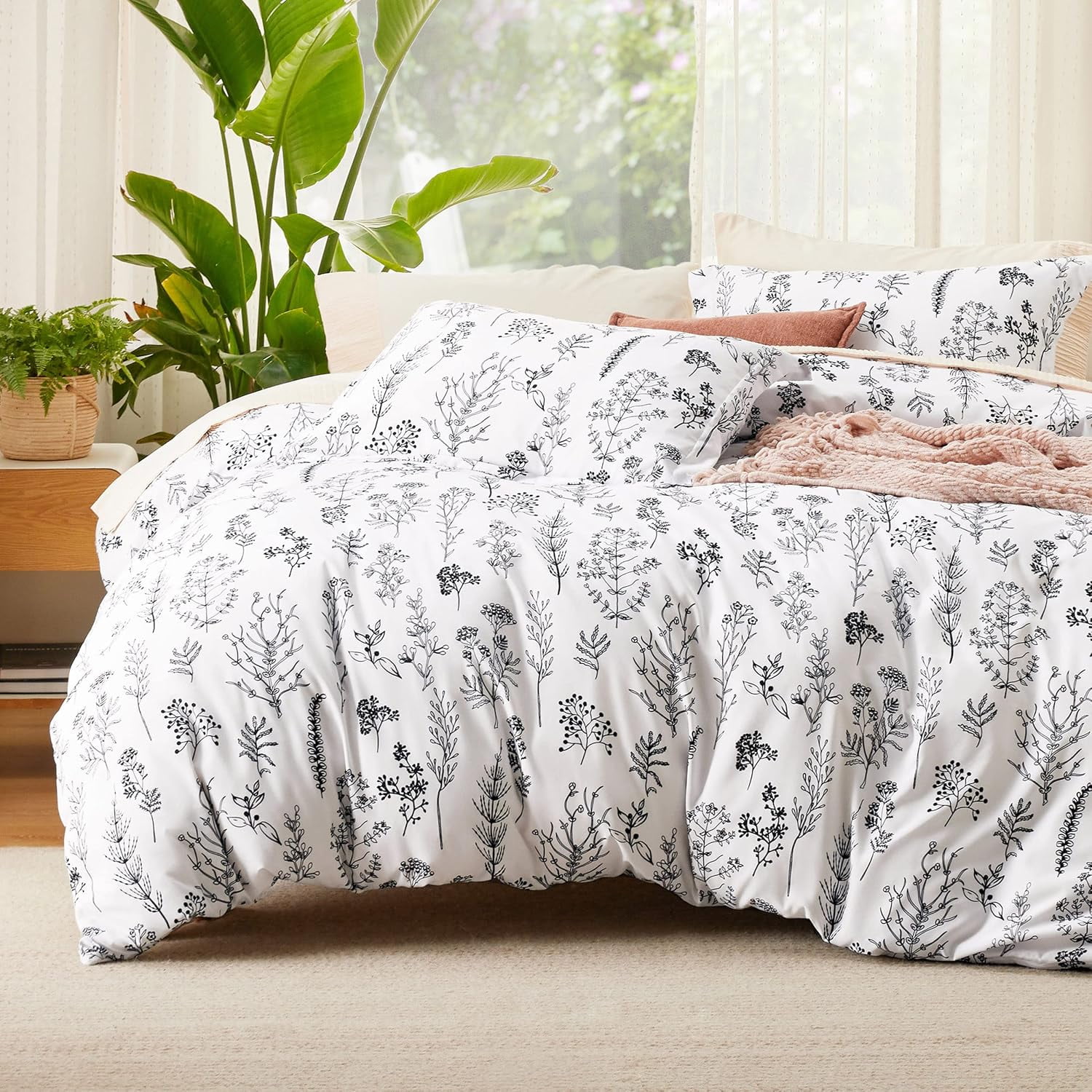 Cozy Comfort 3 Pieces Comforter Sets, 1 Soft Reversible Botanical ...