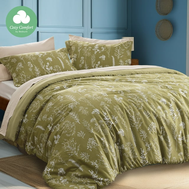 Cozy Comfort 3 Pieces Olive Green King Size Comforter Sets, Cute ...