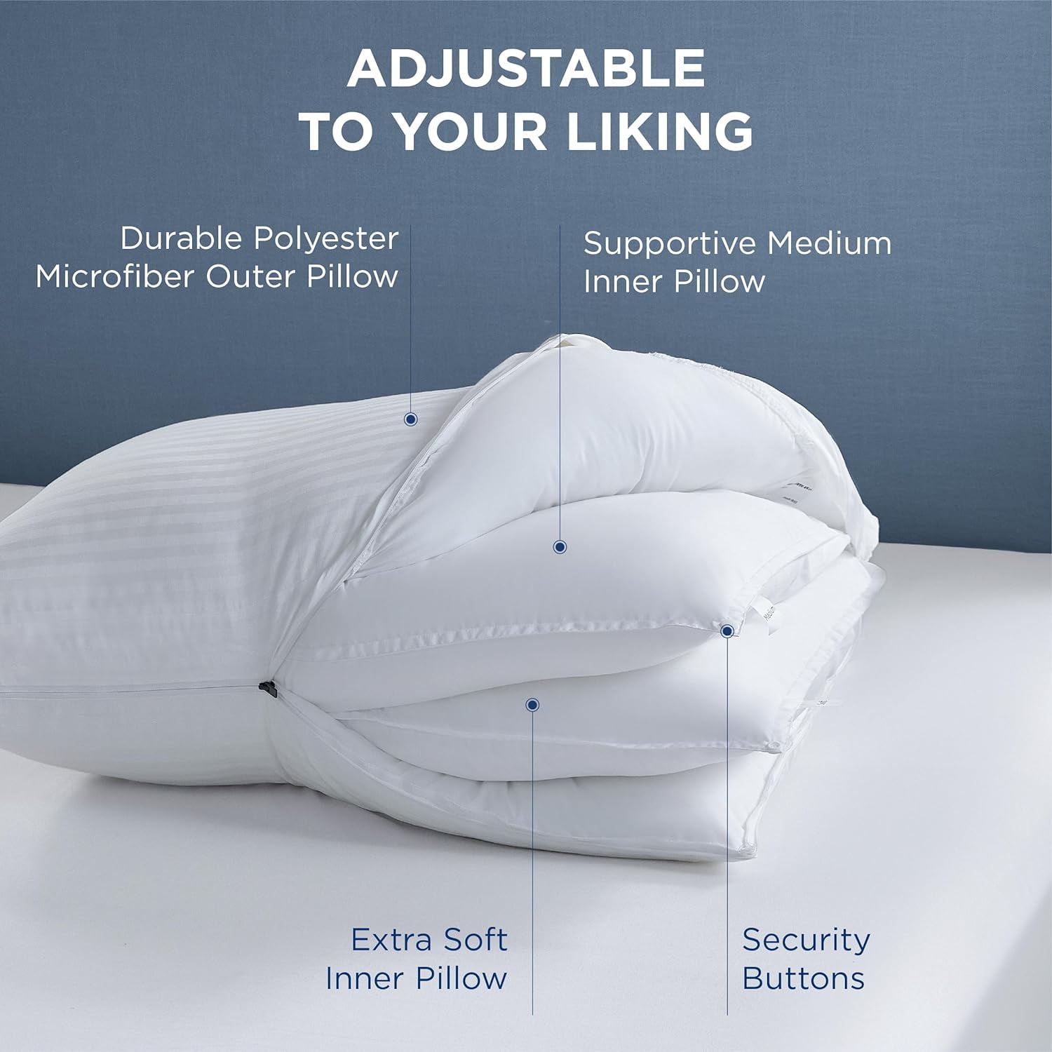 Bedsure Adjustable Layer Queen Size Pillows - Luxury Soft & Firm Neck ...
