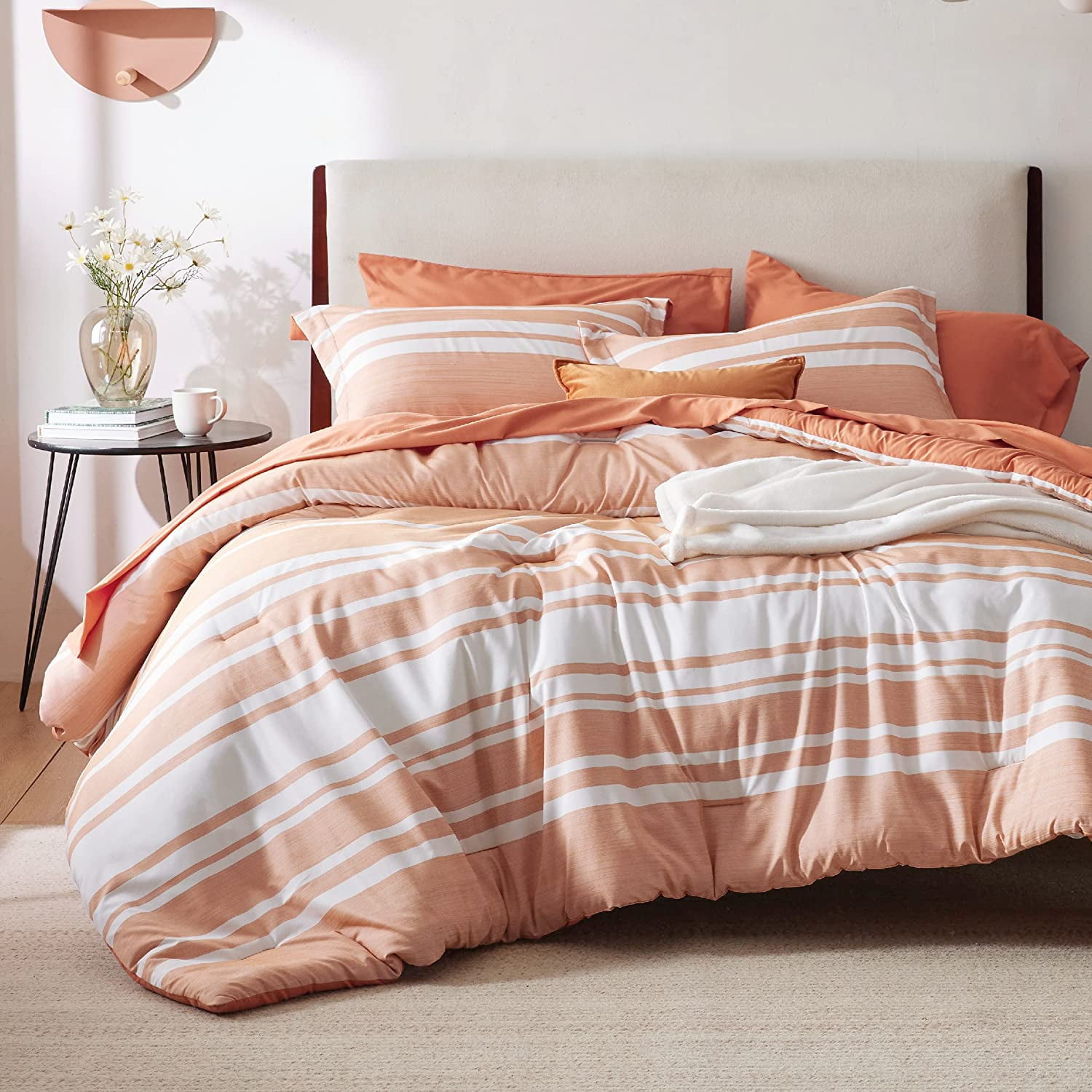 Cozy Comfort Bed in a Bag Full Size 7 Pieces, Burnt Orange White ...