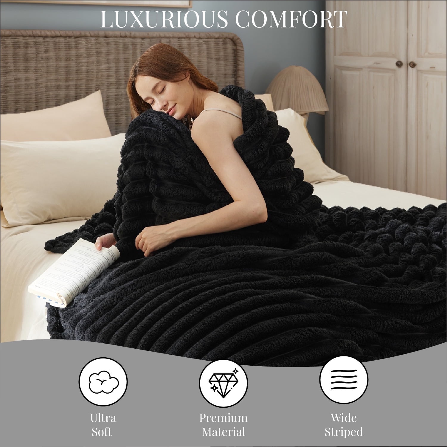 Cozy Comfort Blankets Queen Size for Bed, Wider Striped Cute Large ...