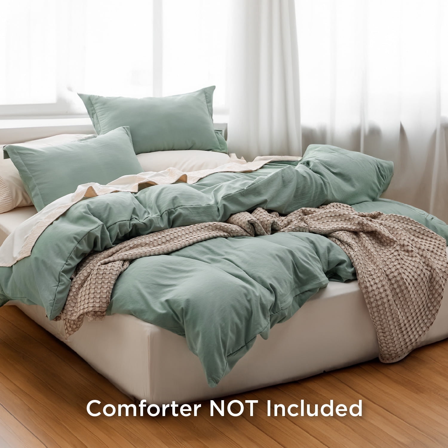 Cozy Comfort California King Washed Duvet Cover Sets, 3 Pieces with ...