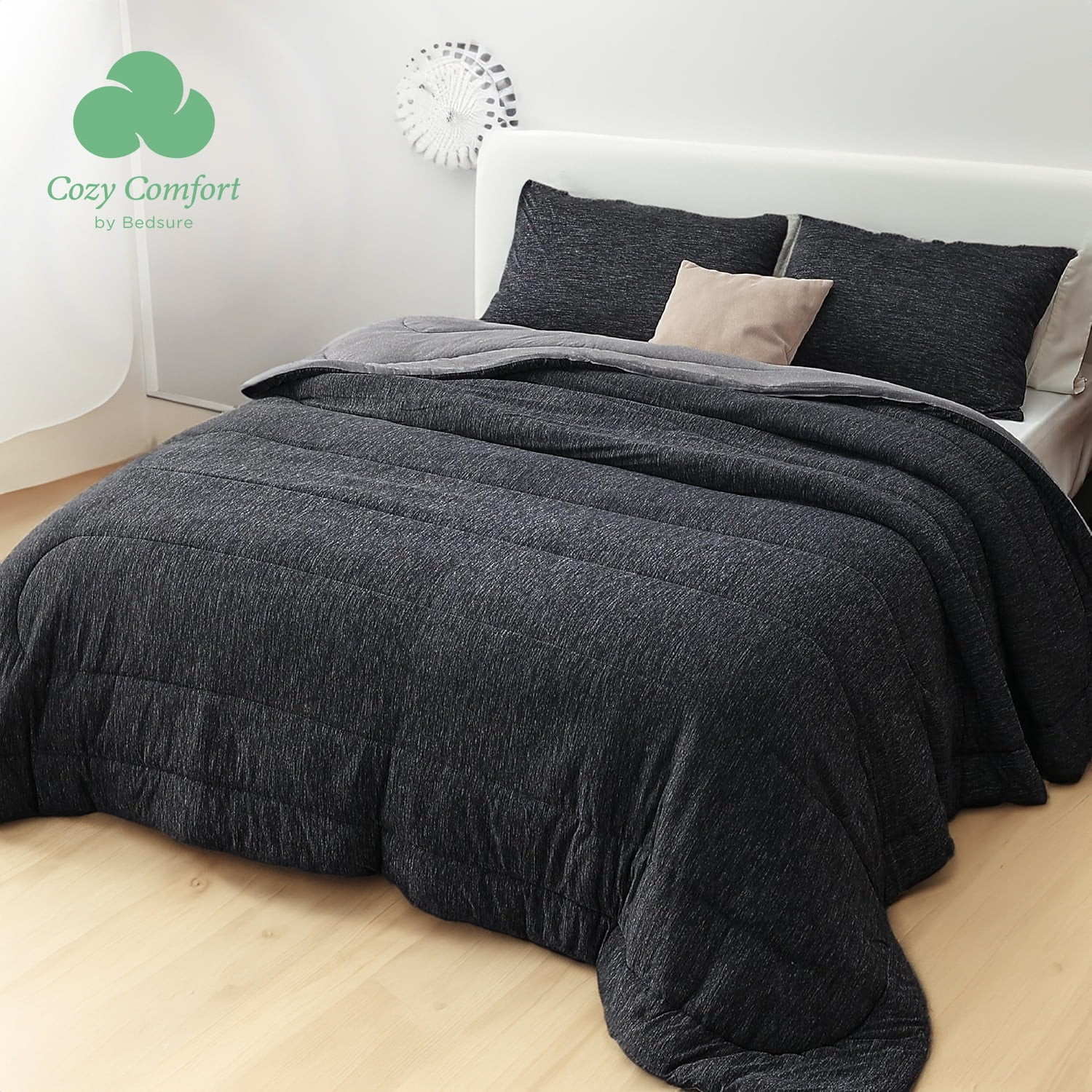 Cozy Comfort Comforter Set, Cooling and Warm Bed Set, Charcoal Black ...