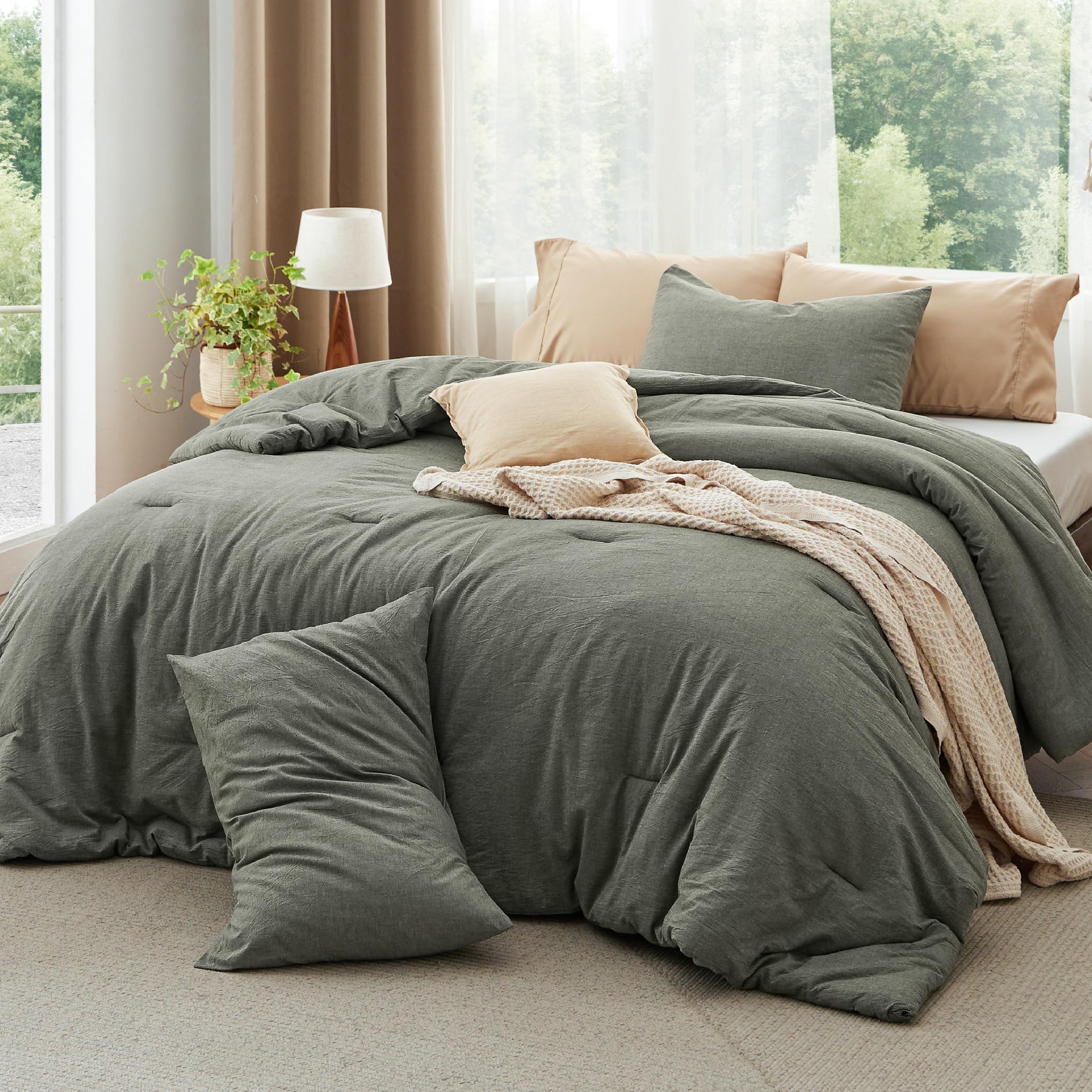 Cozy Comfort Comforter Set King Size Dark Grey - Cotton Fabric with ...