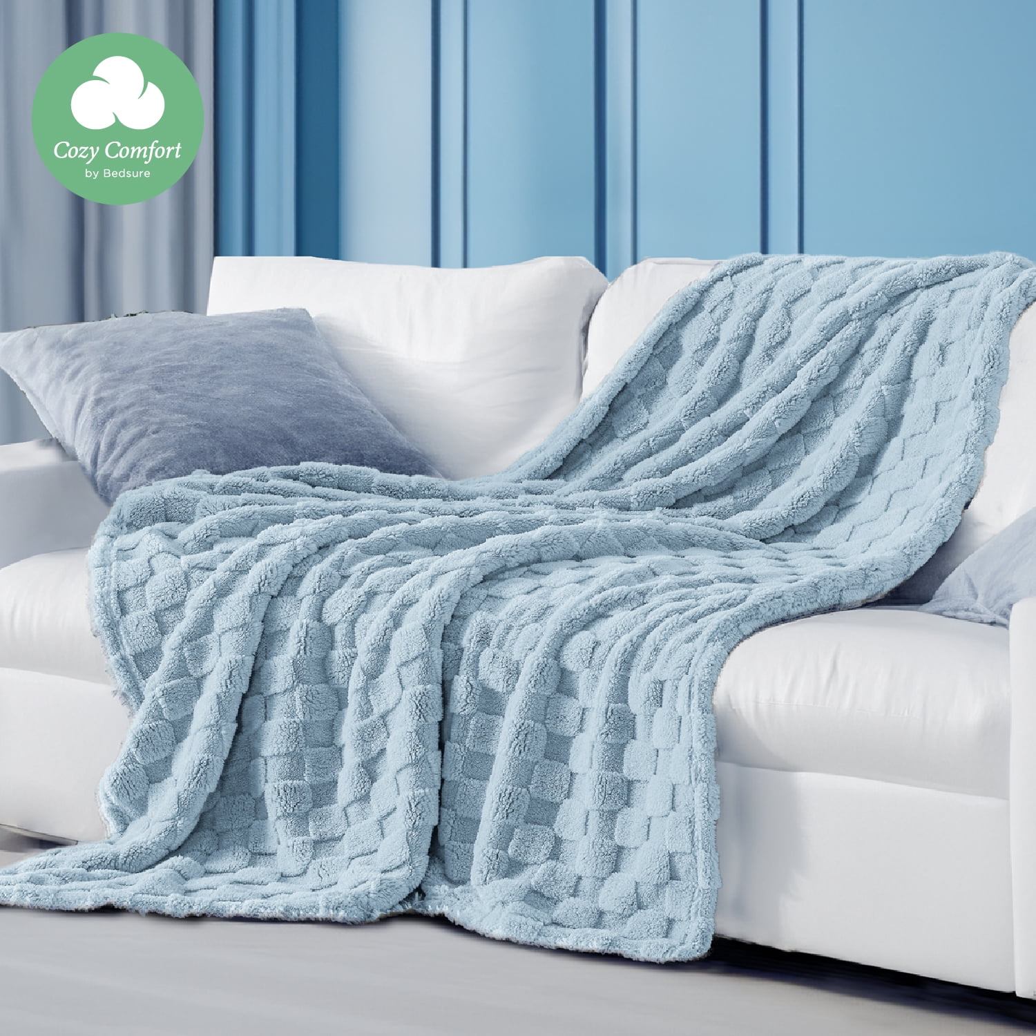 Cozy Comfort Dream Blue Fleece Blanket for Couch - Super Soft Cozy ...
