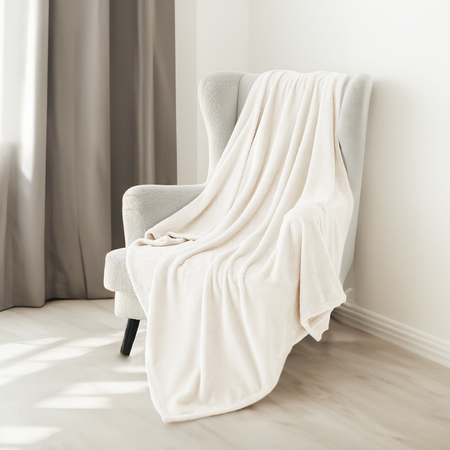 Cozy Comfort Fleece Blanket Twin Blanket - Cream Lightweight Super Soft ...