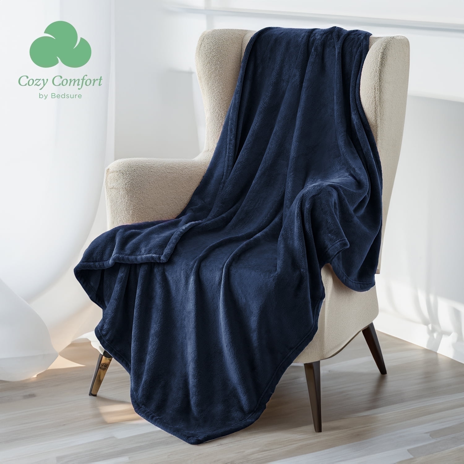 Bedsure Cozy Comfort Navy Blue Fleece Throw Blanket 50x60 Inches Soft ...