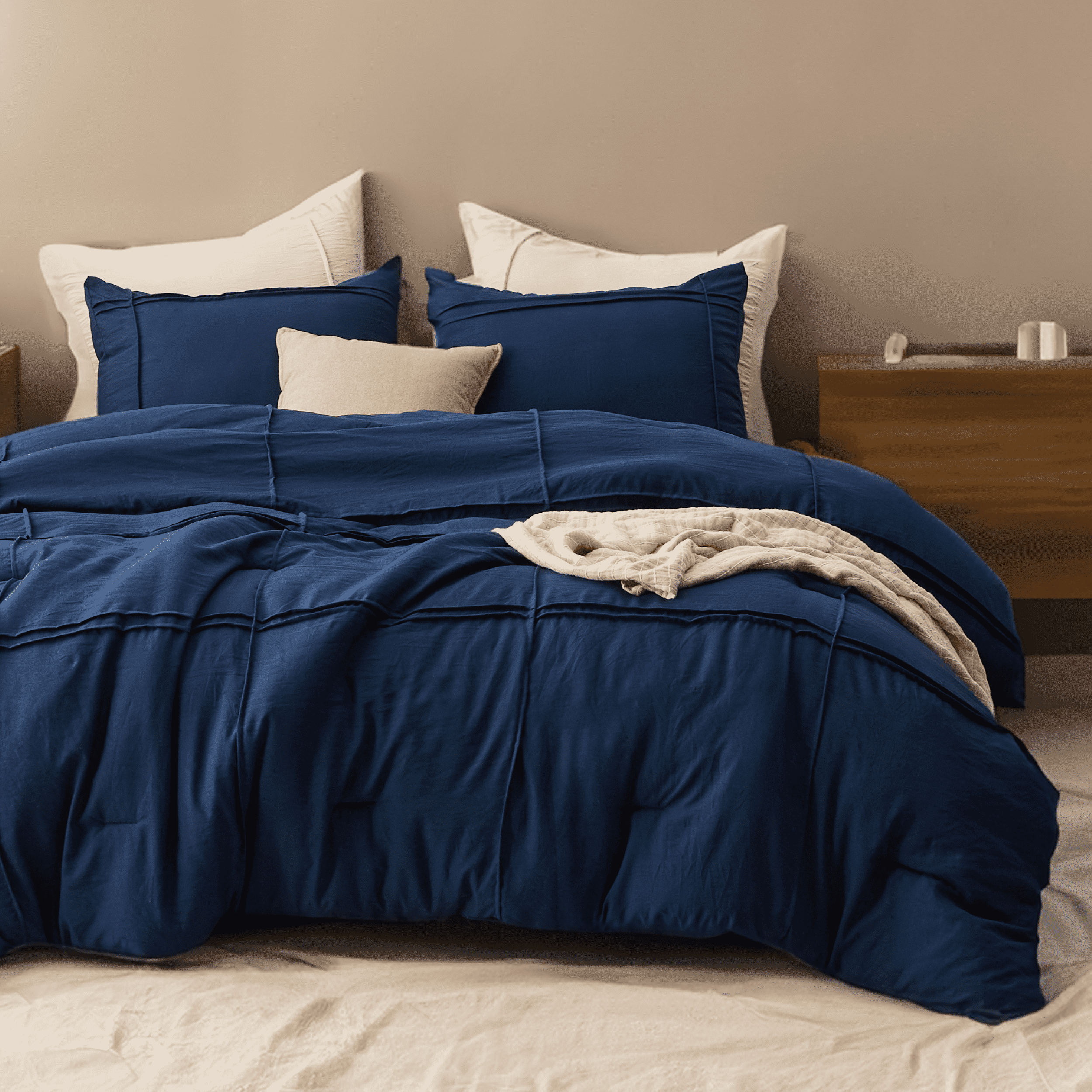 U by Bedsure Full Comforter Set with Sheet - 4 Pieces Soft Navy Blue ...