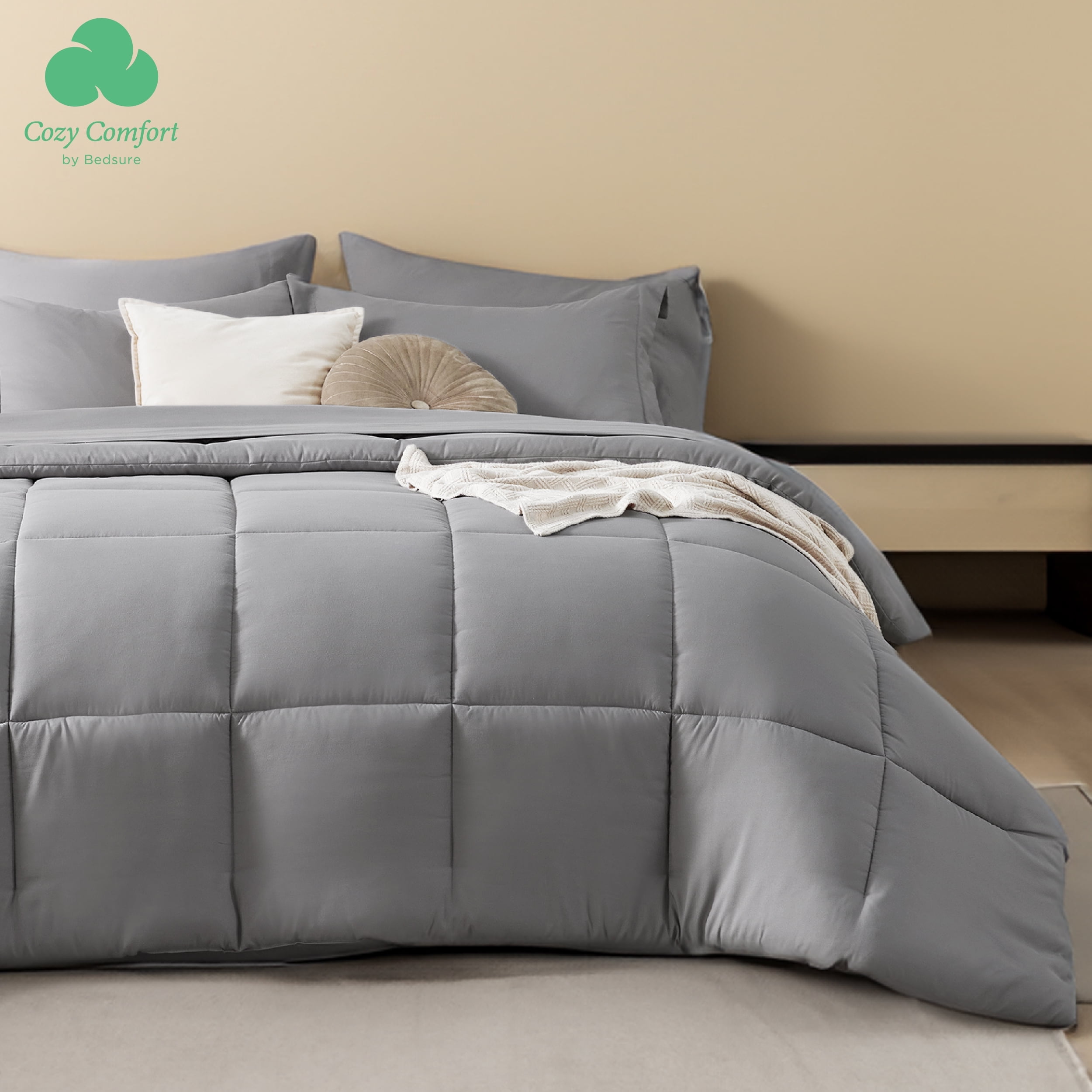 Cozy Comfort Full Size Comforter Set - 7 Pieces Solid Full Bed in a Bag ...
