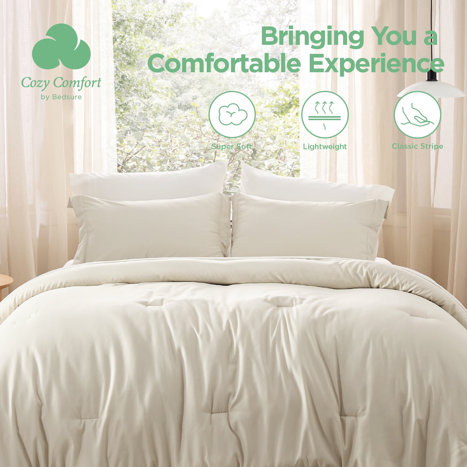 (2 pack) Cozy Comfort Full Size Comforter Set Beige, 7 Pieces Soft ...