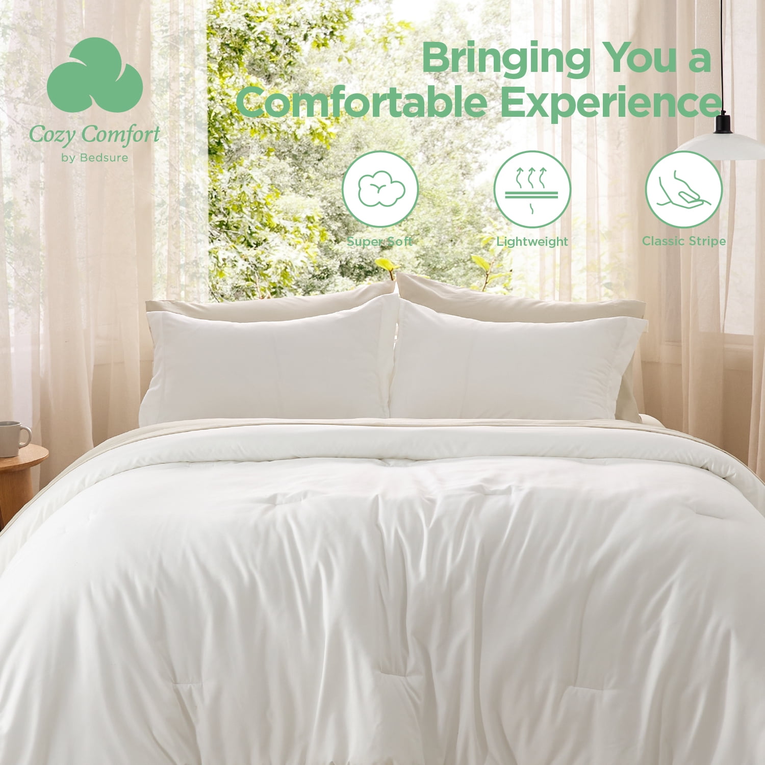 (4 pack) Cozy Comfort Full Size Comforter Set White, 7 Pieces Soft ...