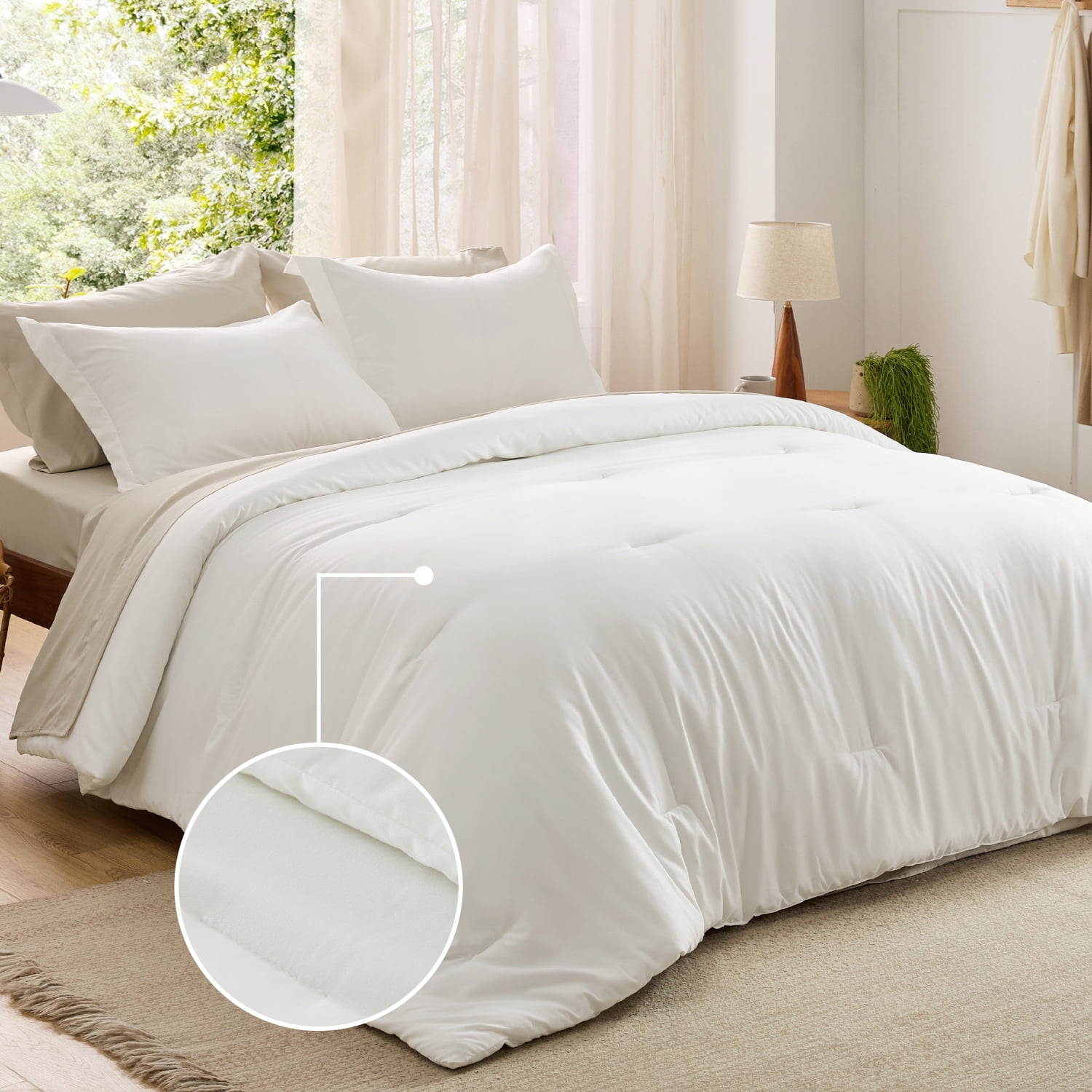 Cozy Comfort Full Size Comforter Set White, 7 Pieces Soft Bedding Sets ...