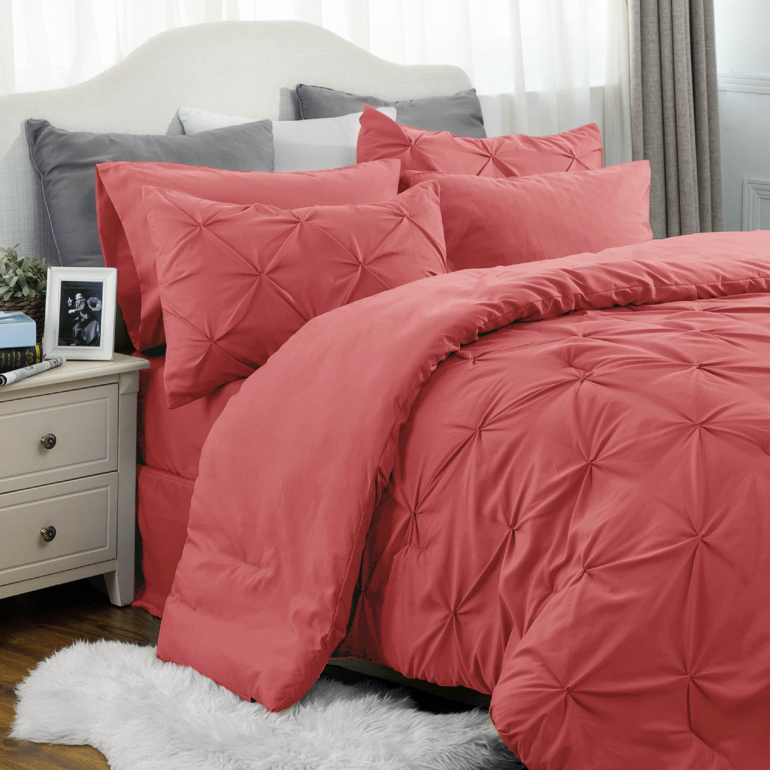Cozy Comfort Comforter Set - Bed in a Bag 5/7 Pieces, Pintuck Bedding ...