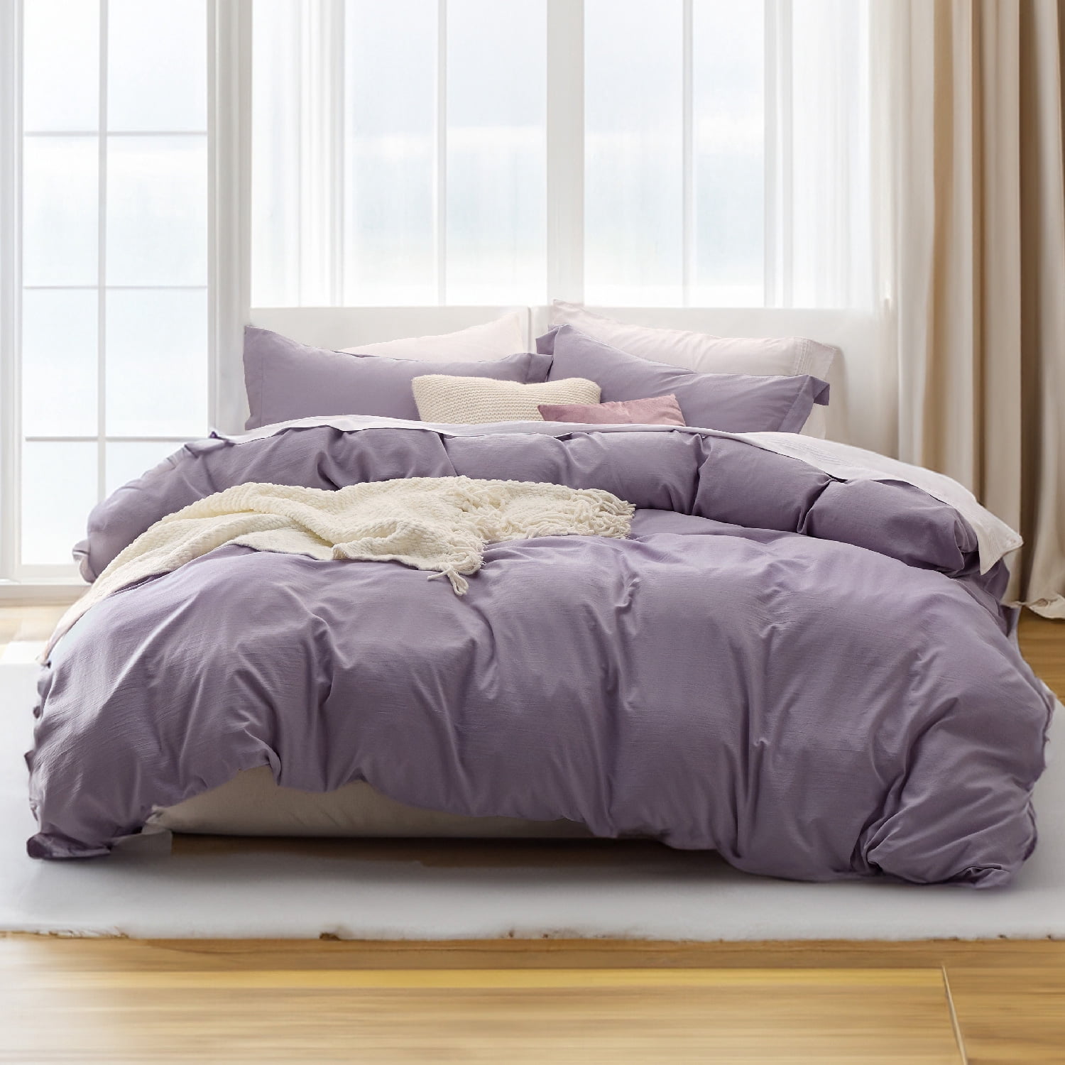 Cozy Comfort Grayish Purple Duvet Cover Full Size - Soft Prewashed Full ...