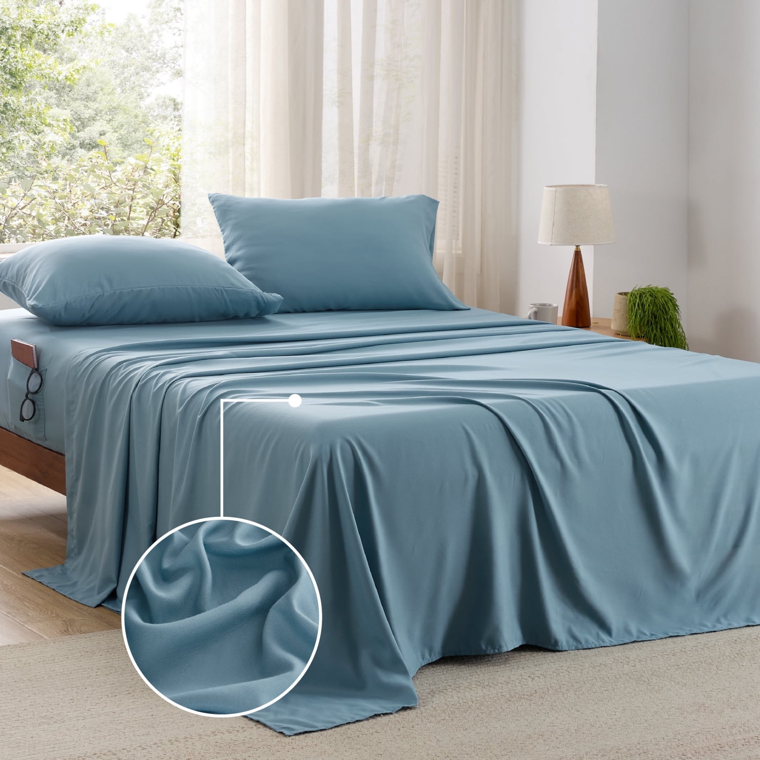 Cozy Comfort King Bed Sheets with Side Pocket,4 Pieces Polyester ...