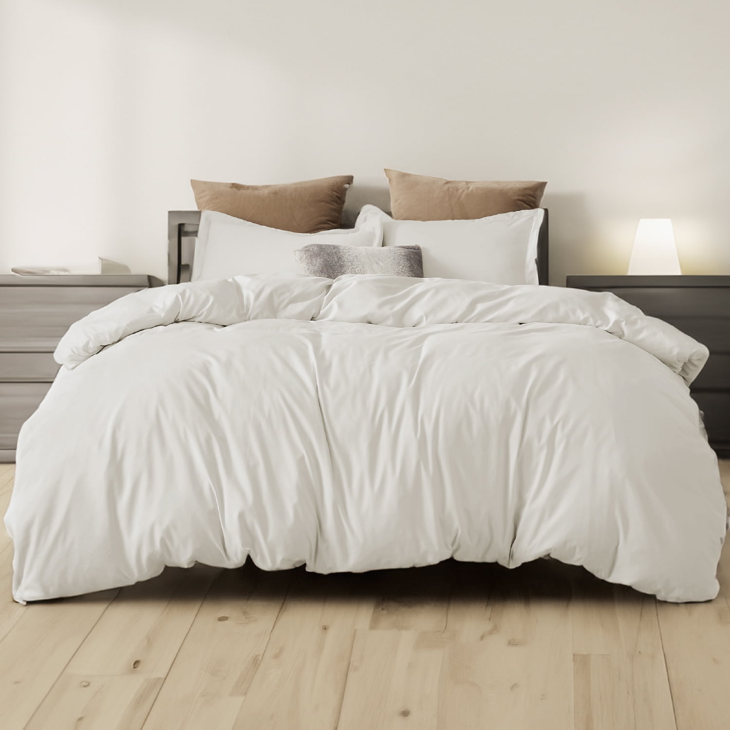 Bedsure King Size Ivory Duvet Cover Set, 3 Pieces Polyester Microfiber ...