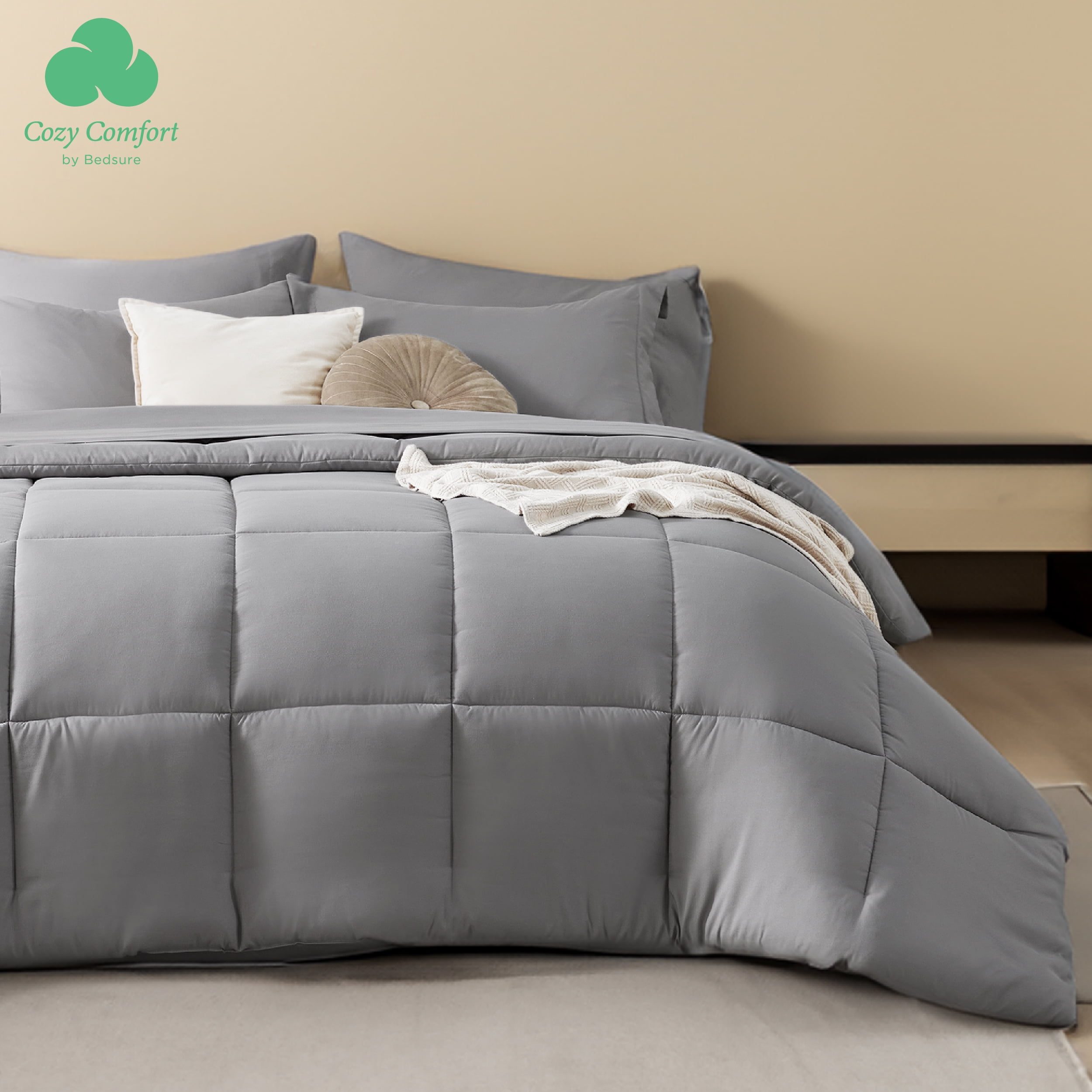 Cozy Comfort King Size Comforter Set - 7 Pieces Solid King Bed Set ...