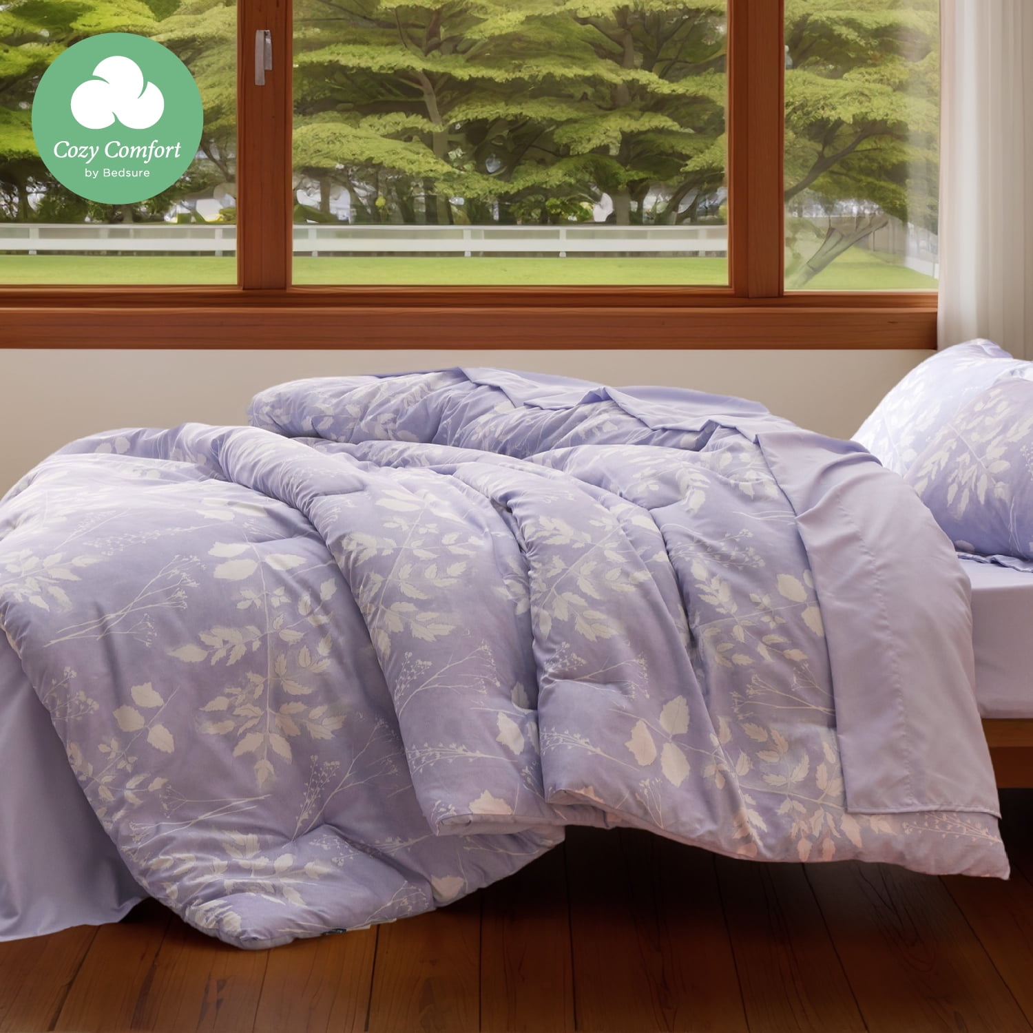 Cozy Comfort Light Purple Twin Comforter Set - 5 Pieces Floral Lavender ...