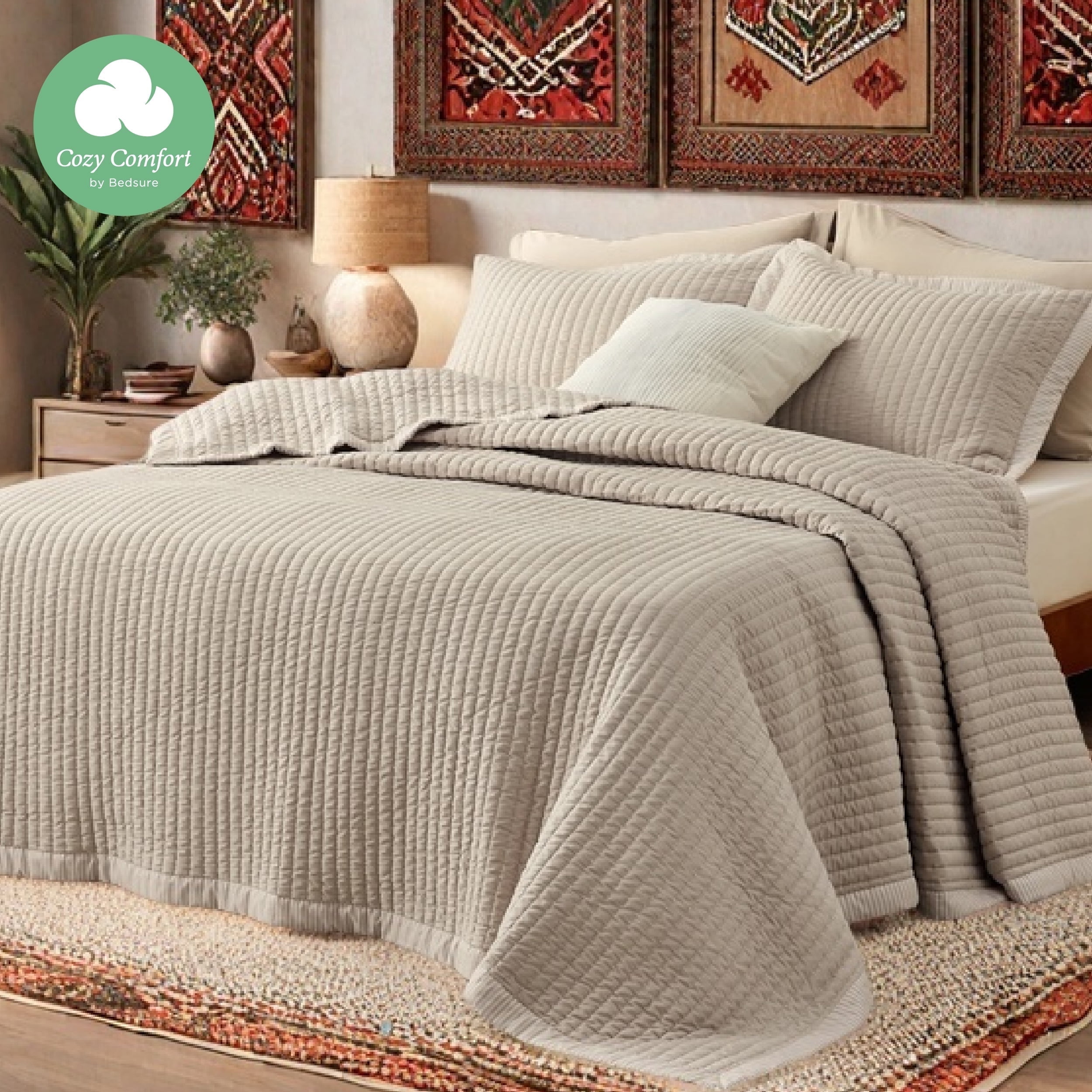Cozy Comfort Light Taupe Bedspread Coverlet King Size - Lightweight ...