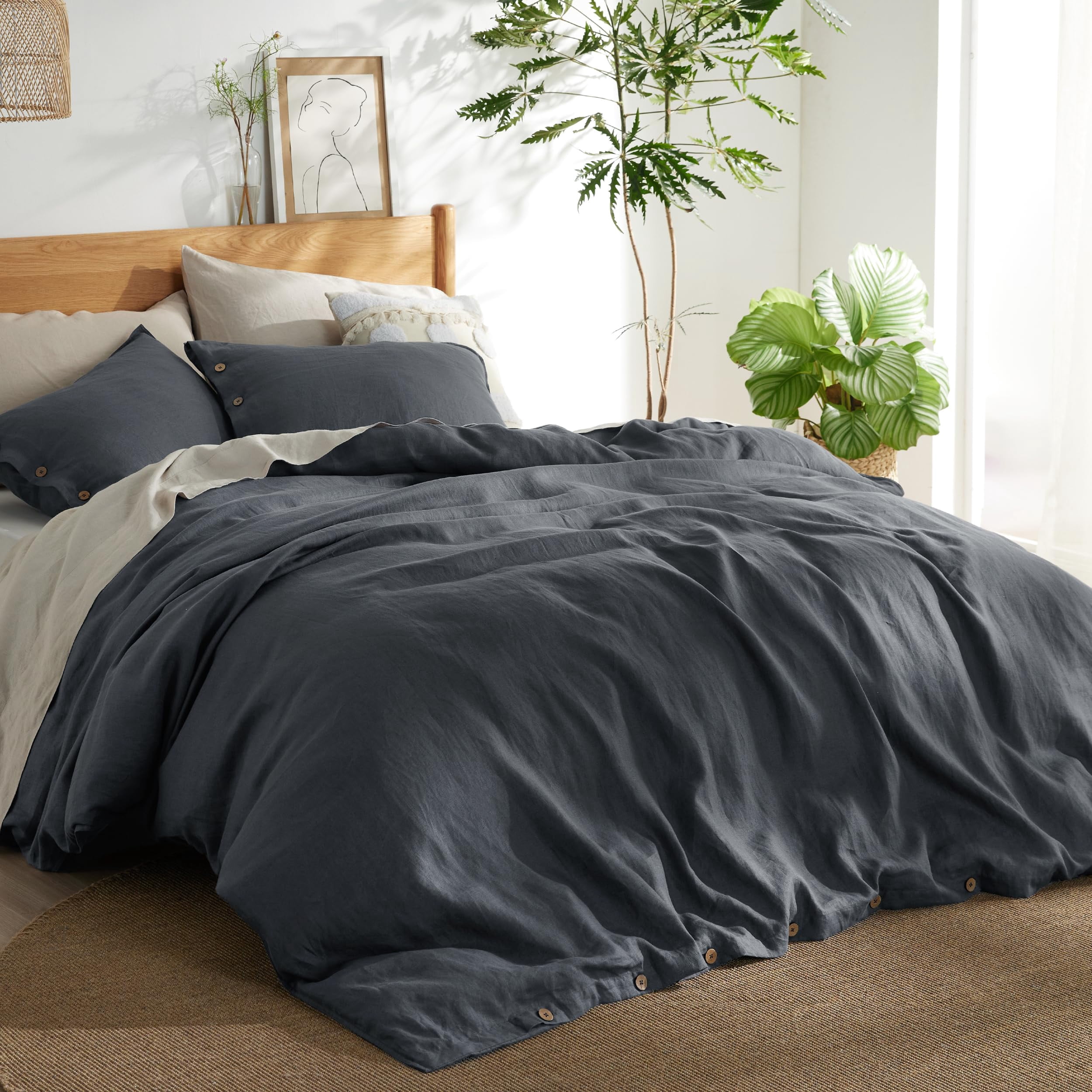 Cozy Comfort Linen Duvet Cover King - Linen Cotton Blend Duvet Cover ...