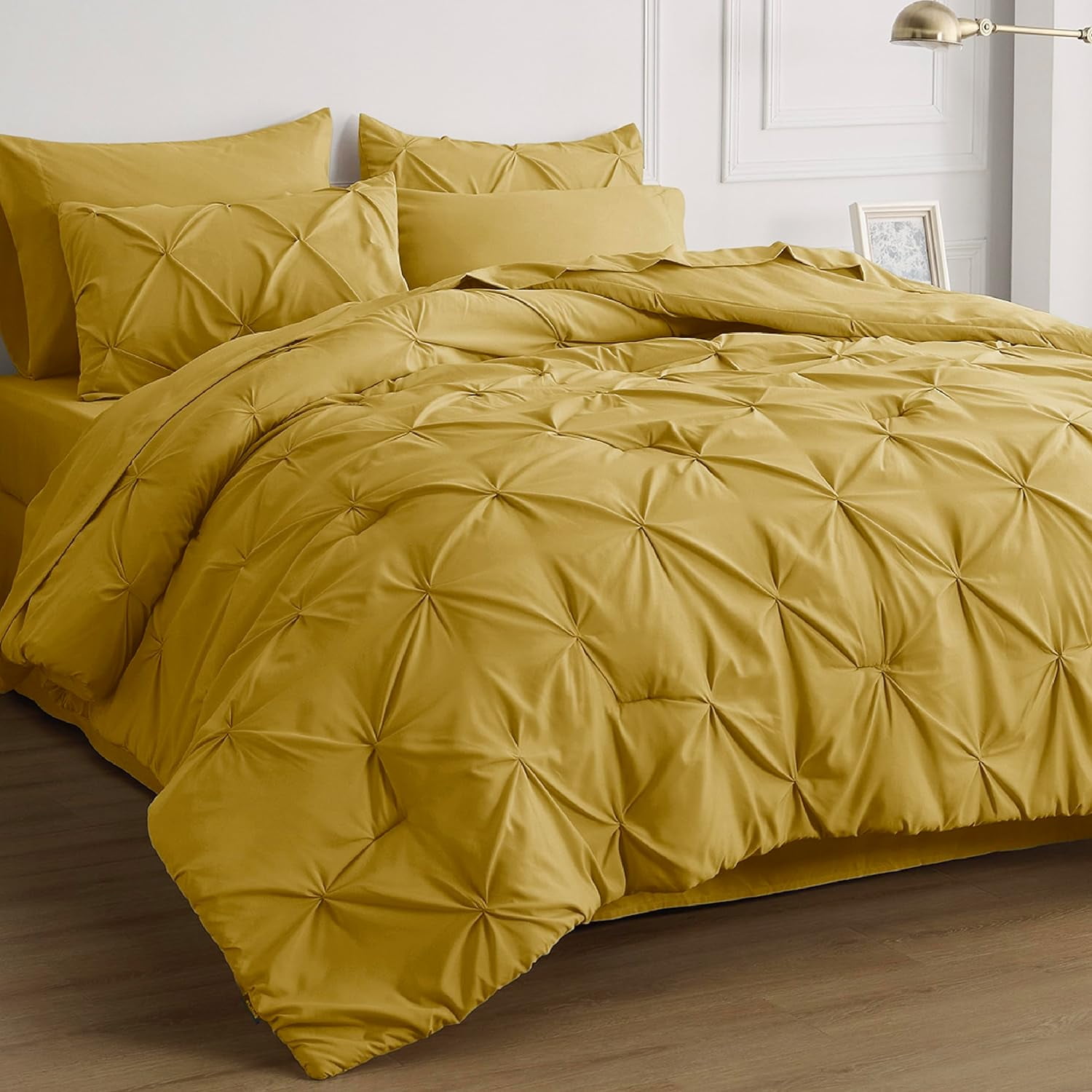 Cozy Comfort Mustard Yellow Comforter Set Queen - Bed in a Bag Queen 7 ...