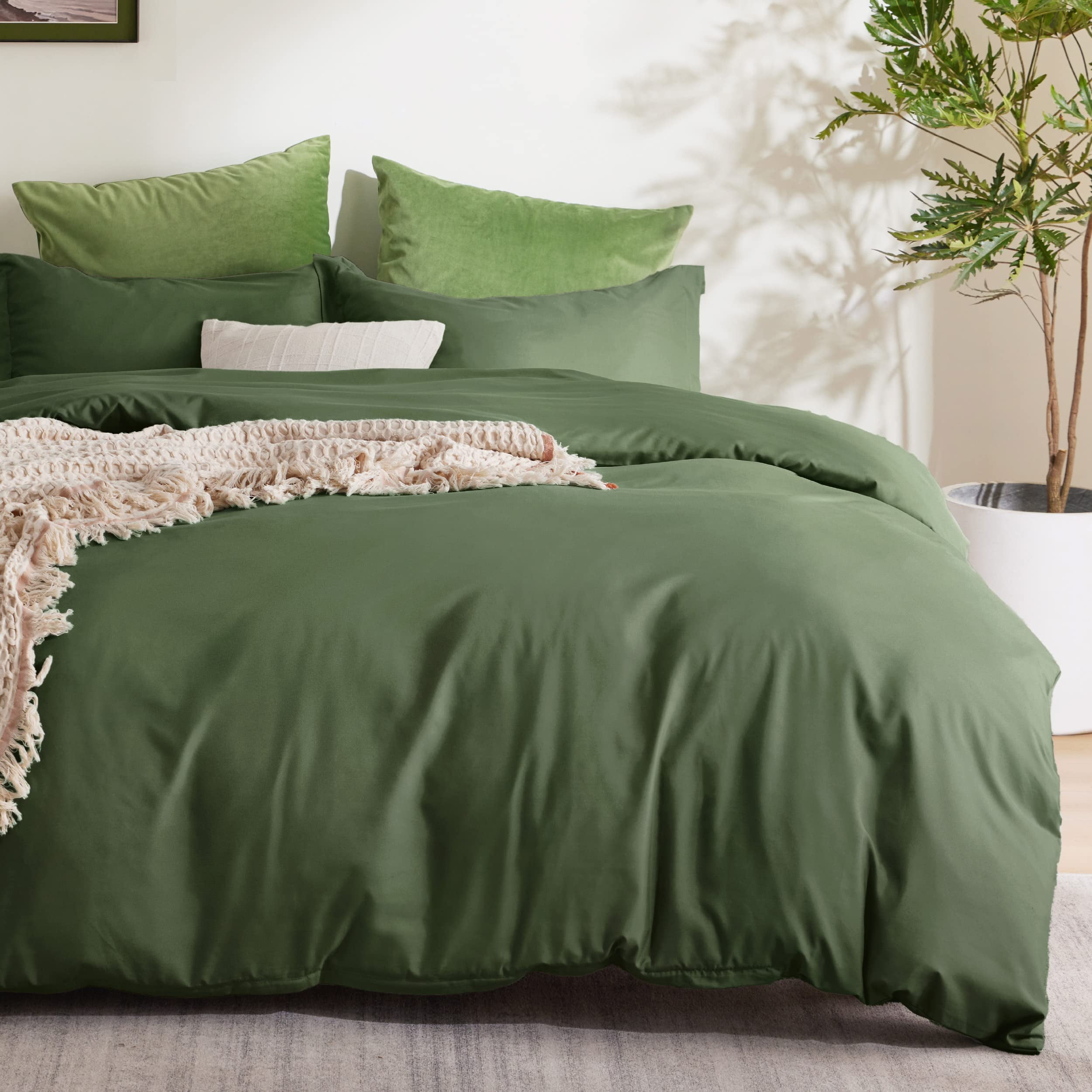 Cozy Comfort Olive Green Duvet Cover Full Size - Soft Double Brushed ...
