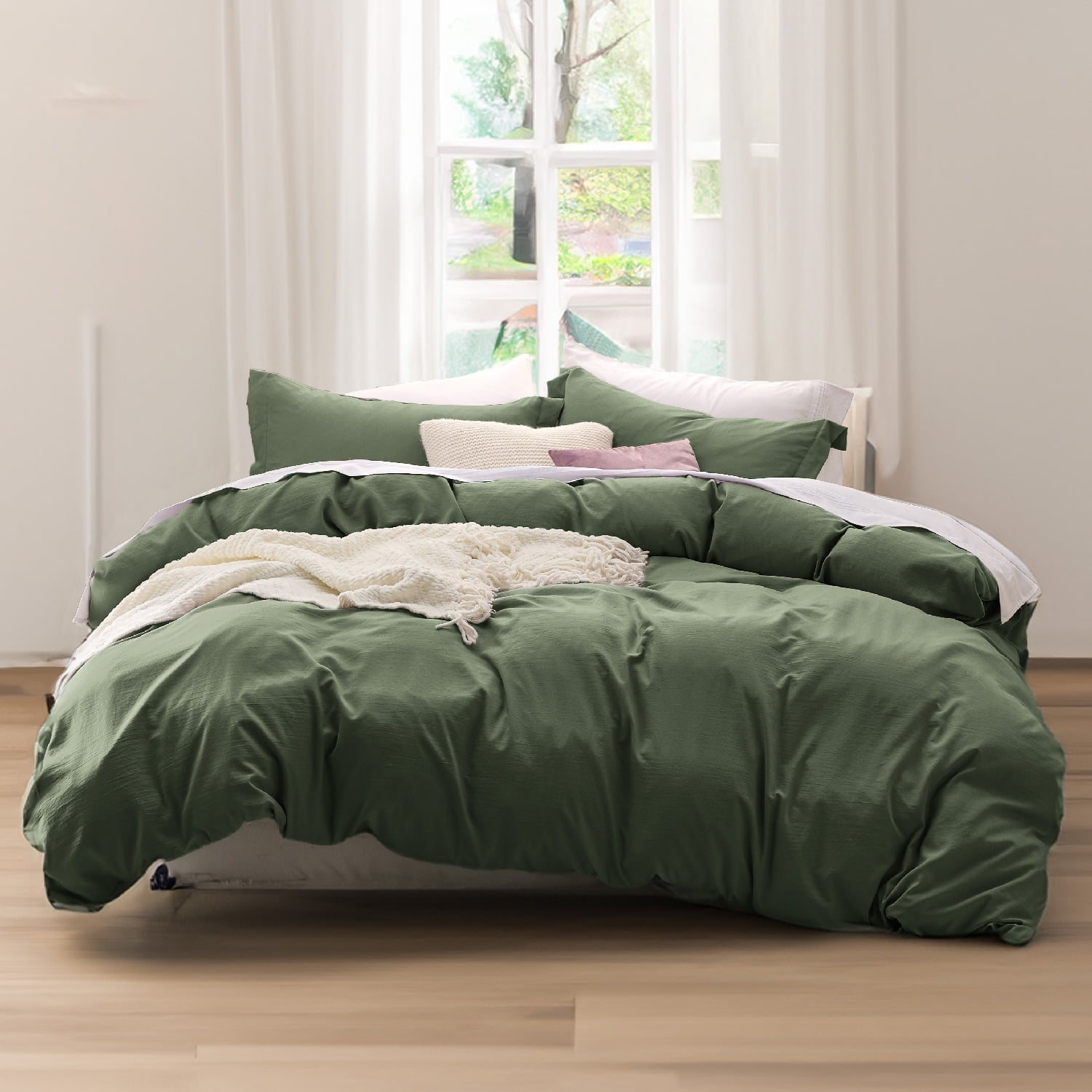 Cozy Comfort Olive Green Duvet Cover King Size - Soft Prewashed King ...