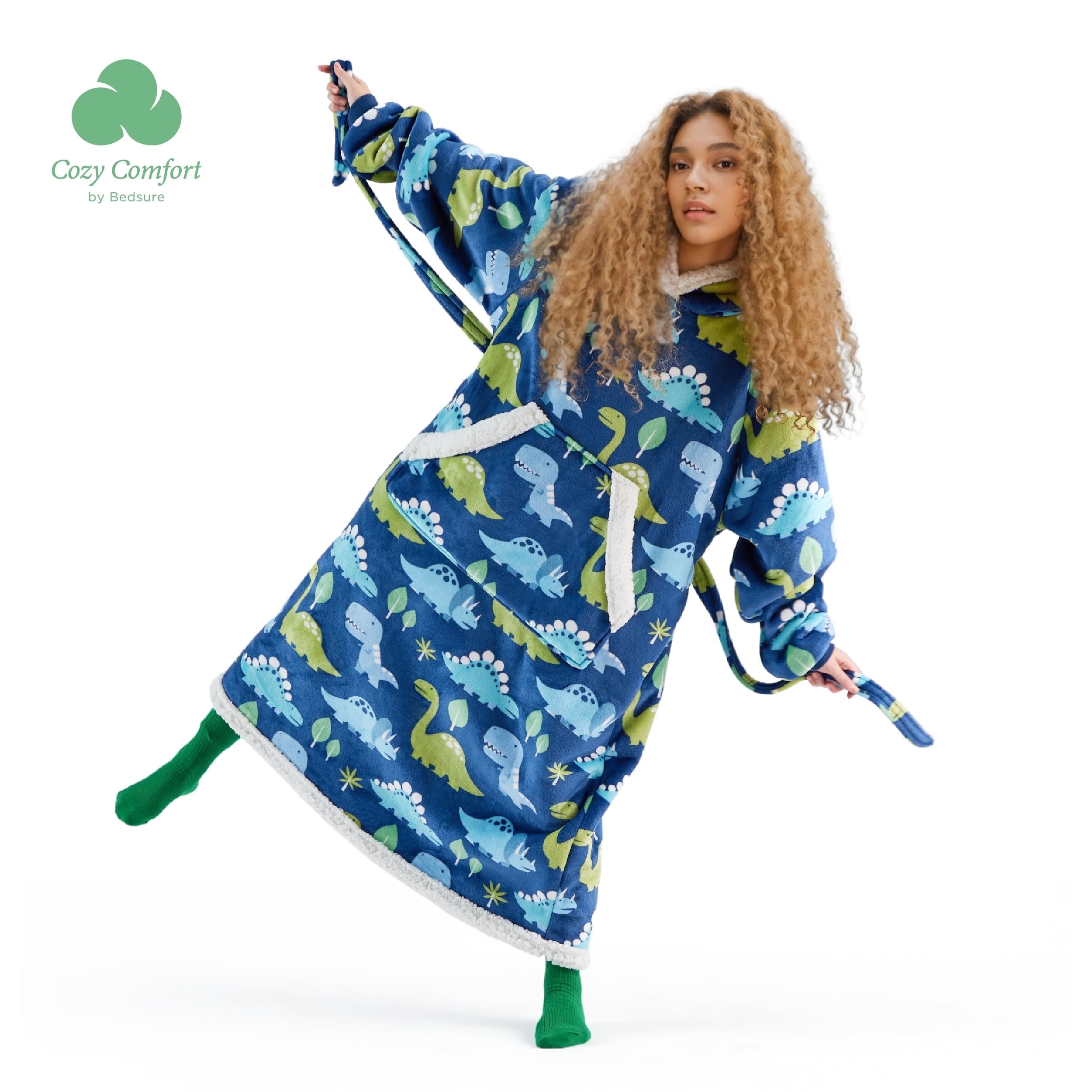 Cozy Comfort Ovesized Wearable Blanket Hoodie, Long Sherpa Fleece ...