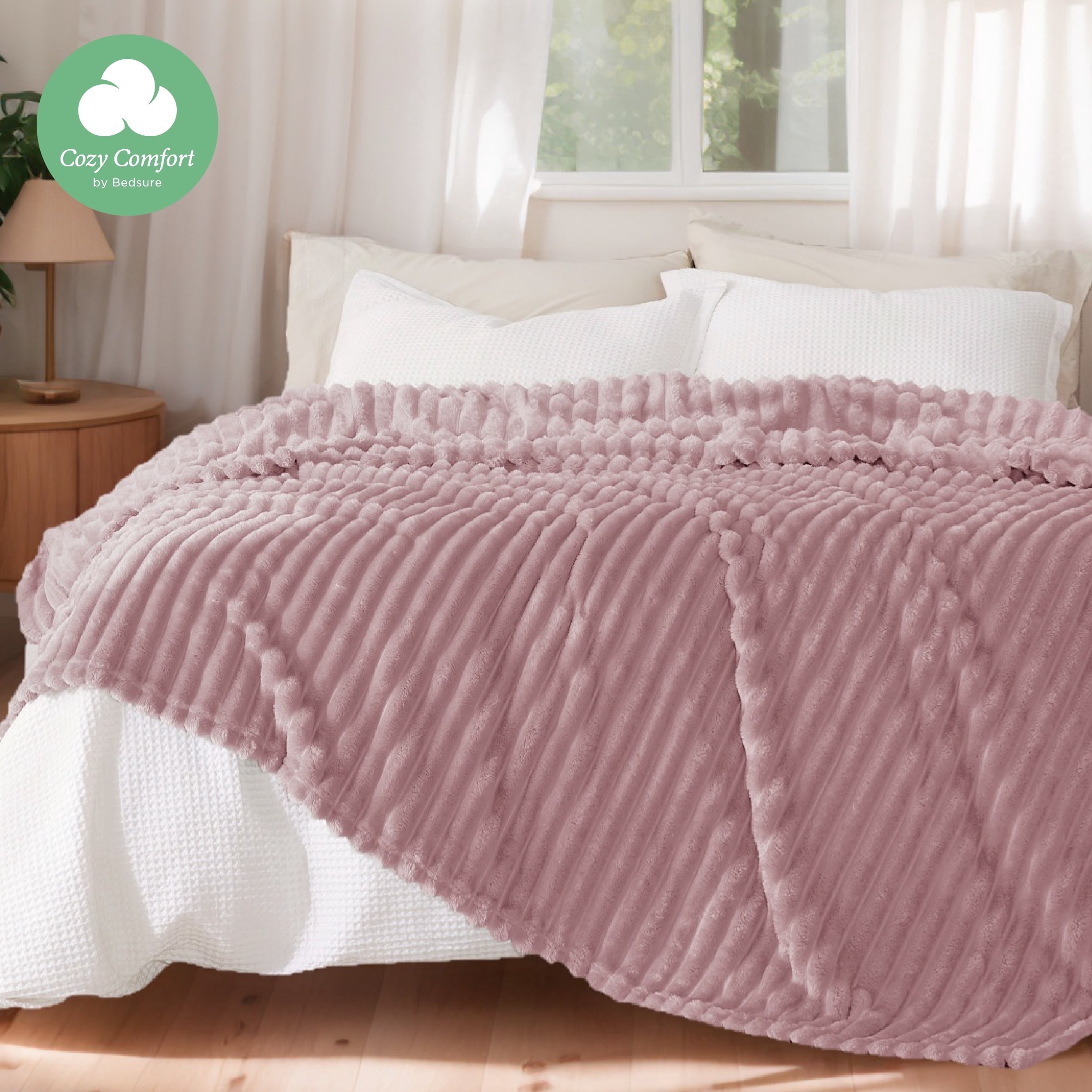 Cozy Comfort Pale Mauve Fleece Throw Blanket for Couch - Super Soft ...