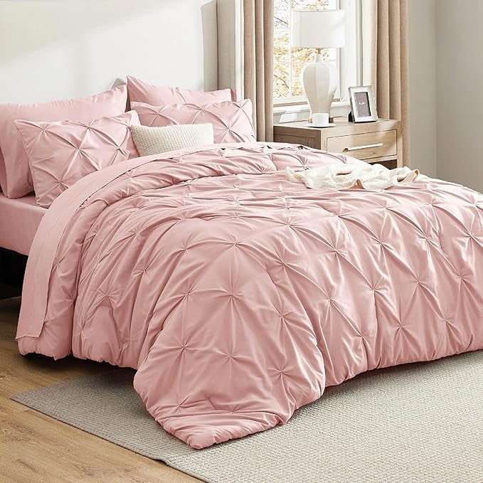 Cozy Comfort Pink Comforter Set Queen - Bed in a Bag Queen 7 Pieces ...