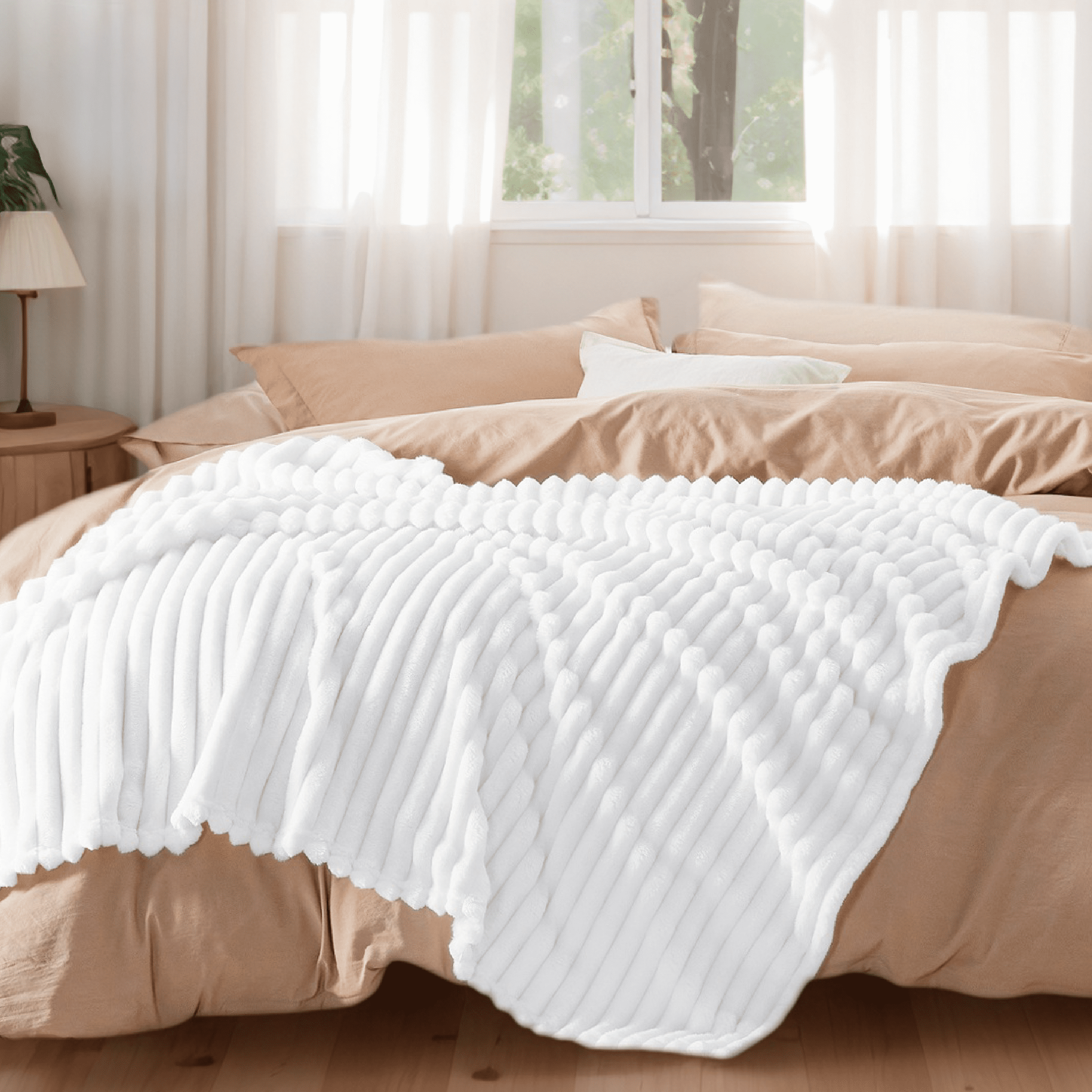 U by Bedsure Pure White Fleece Twin Blanket for Couch - Super Soft Cozy ...