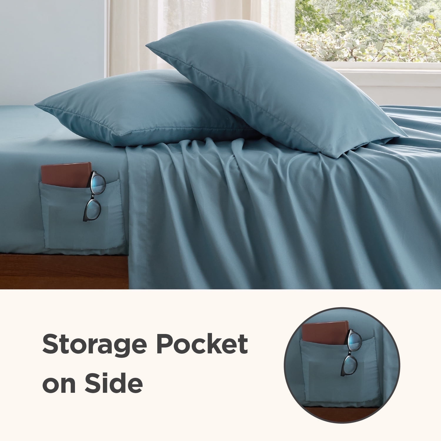 Cozy Comfort Queen Bed Sheets with Side Pocket,4 Pieces Polyester ...