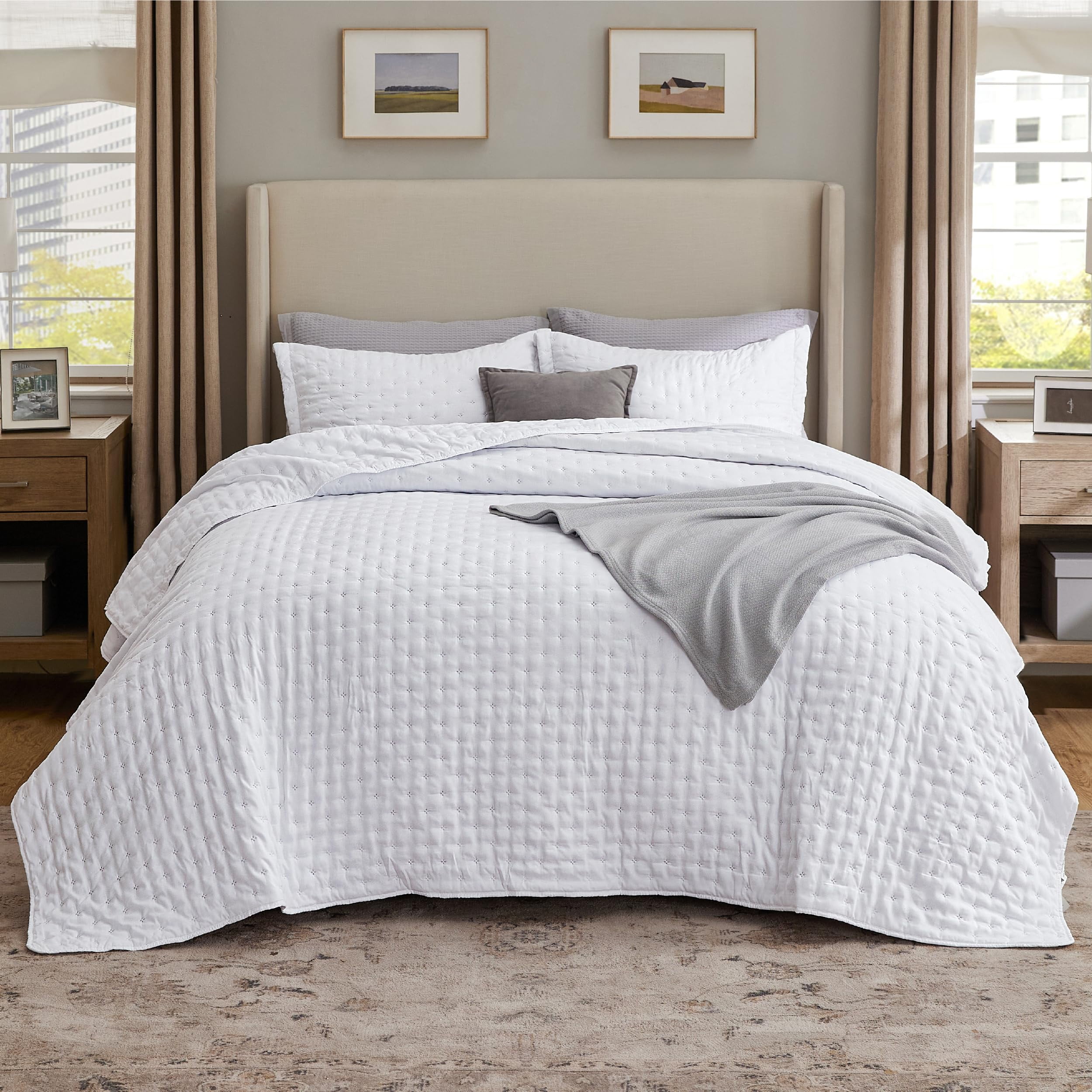 Cozy Comfort Queen Quilt Bedding Set - Soft Ultrasonic Full/Queen Quilt ...