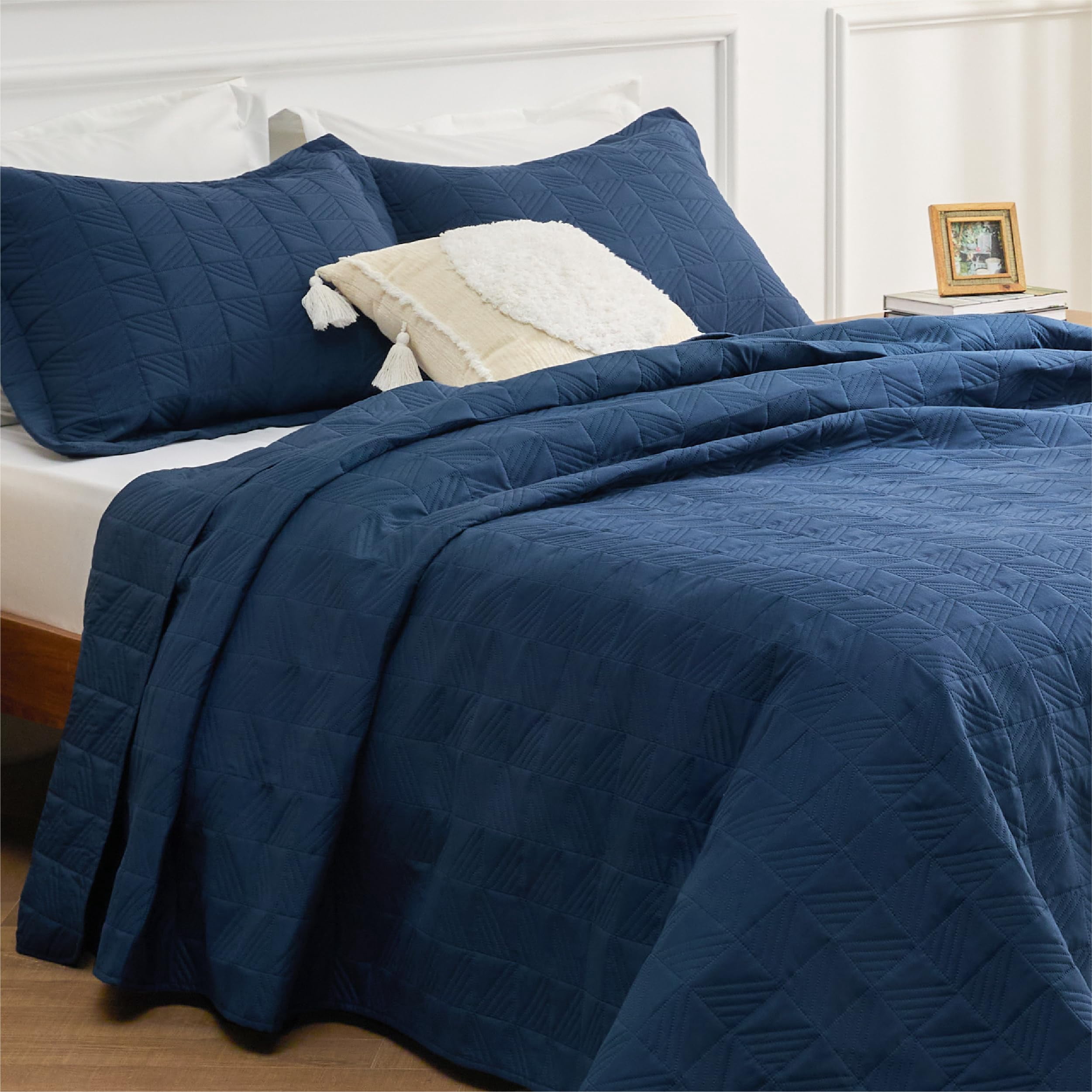 Cozy Comfort Queen Quilt Bedding Set - Soft Ultrasonic Full/Queen Quilt ...