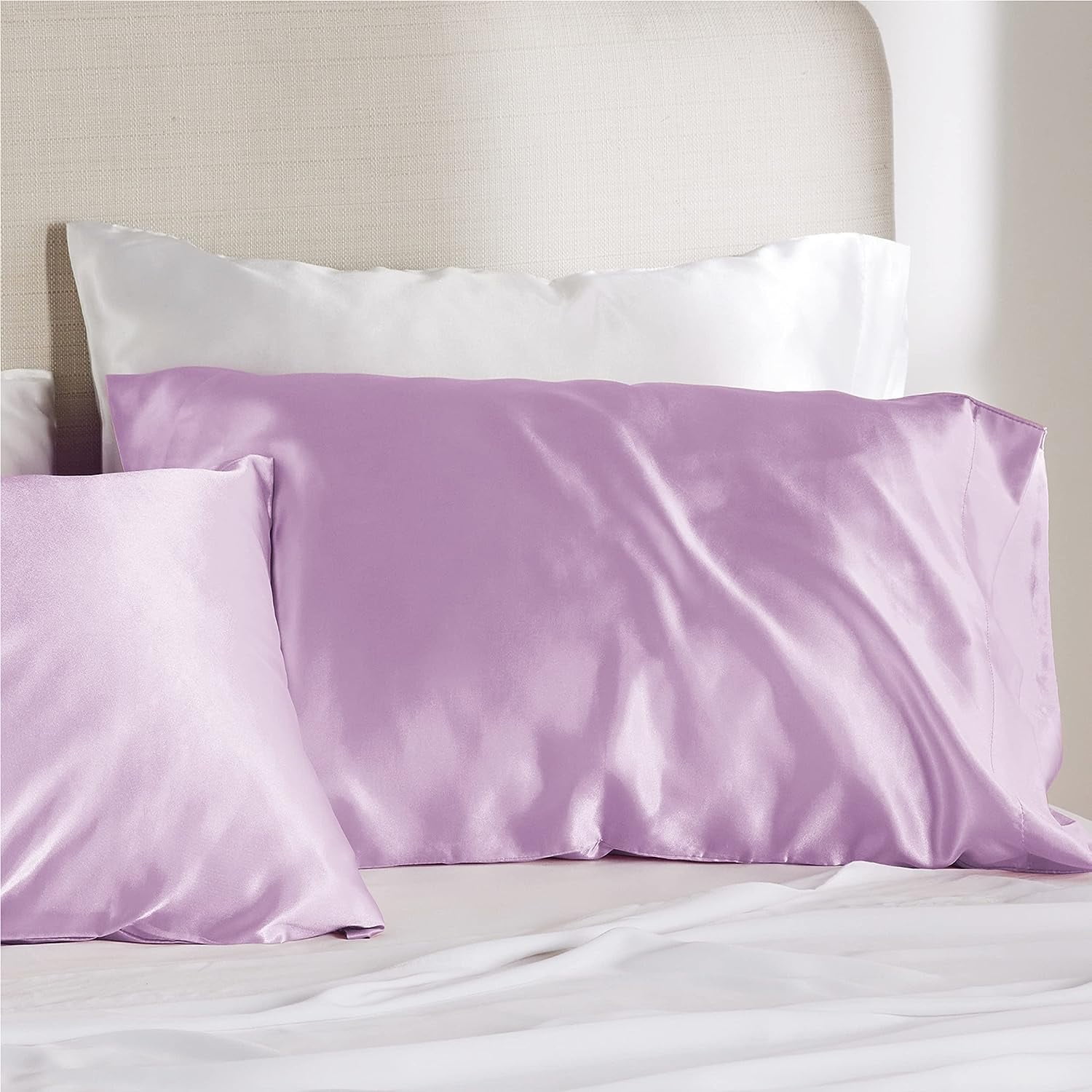 Bedsure Pillowcases Set - 2 Pack Queen Satin with Envelope Closure for ...
