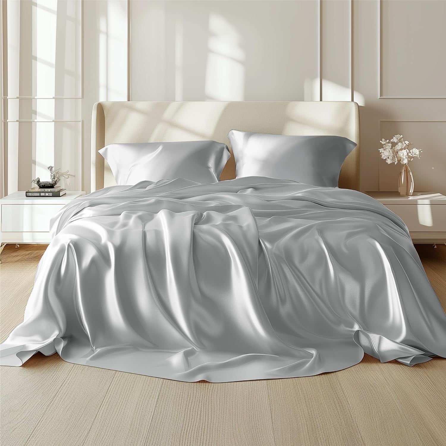 Cozy Comfort Satin Sheets - Soft Satin King Sheets Set, 4 Pcs Luxury ...